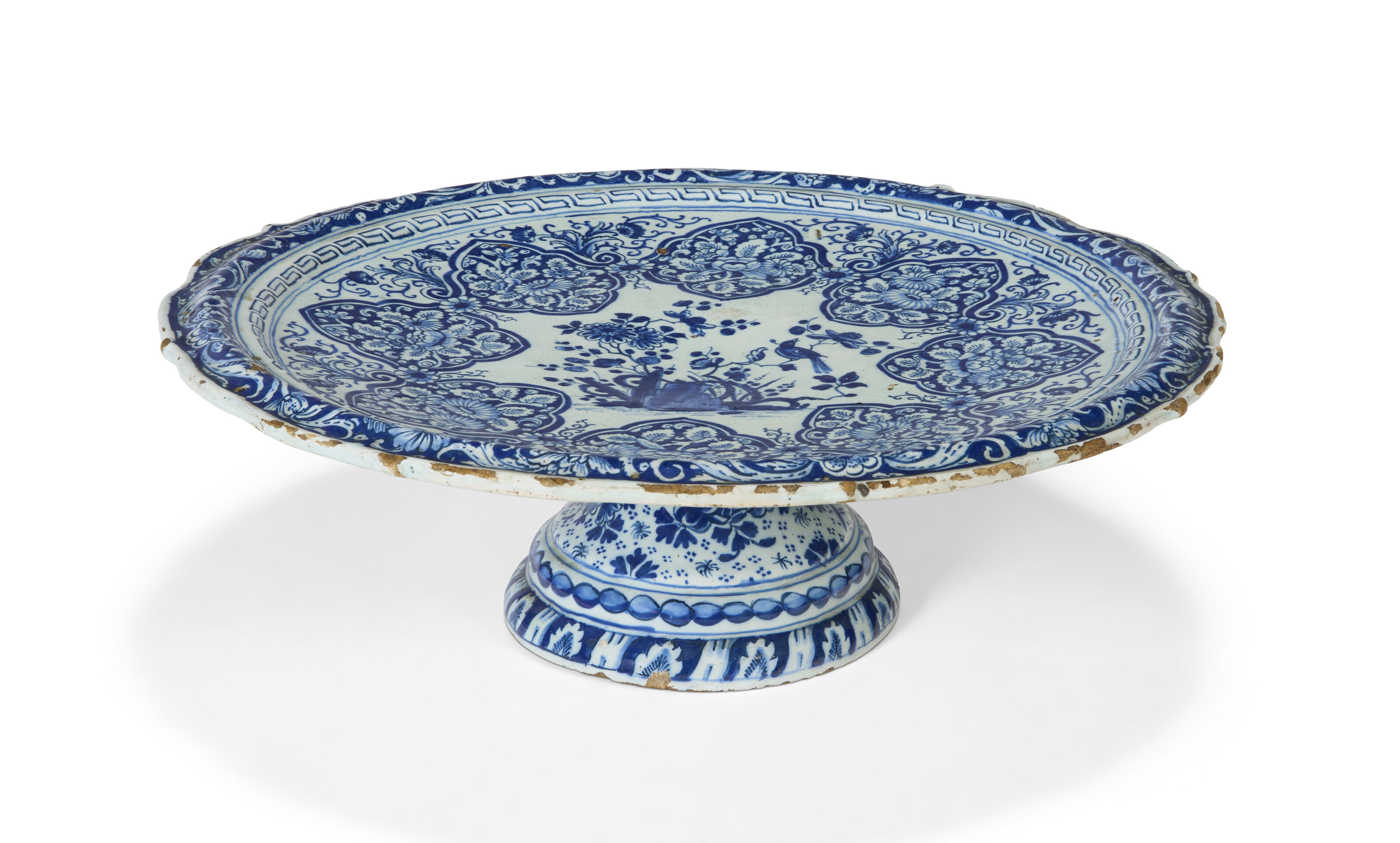 A DUTCH DELFT BLUE & WHITE TAZZA, CIRCA 1700-1715, BLUE PK / 7 MARK FOR ...