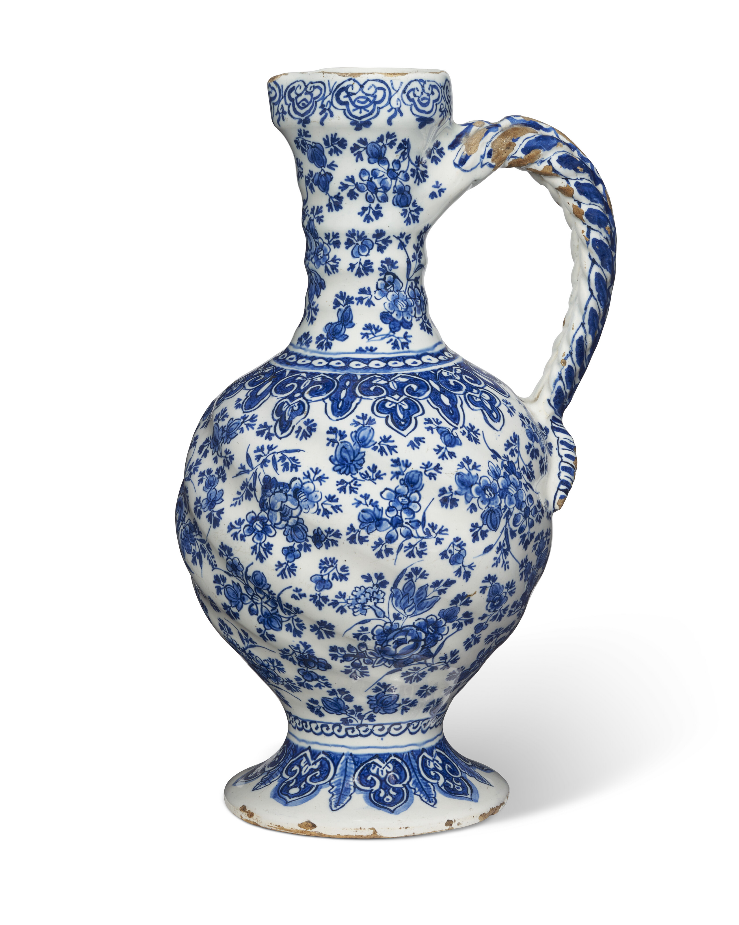 A DUTCH DELFT BLUE AND WHITE EWER, CIRCA 1691-1724, WITH COBALT BLUE ...