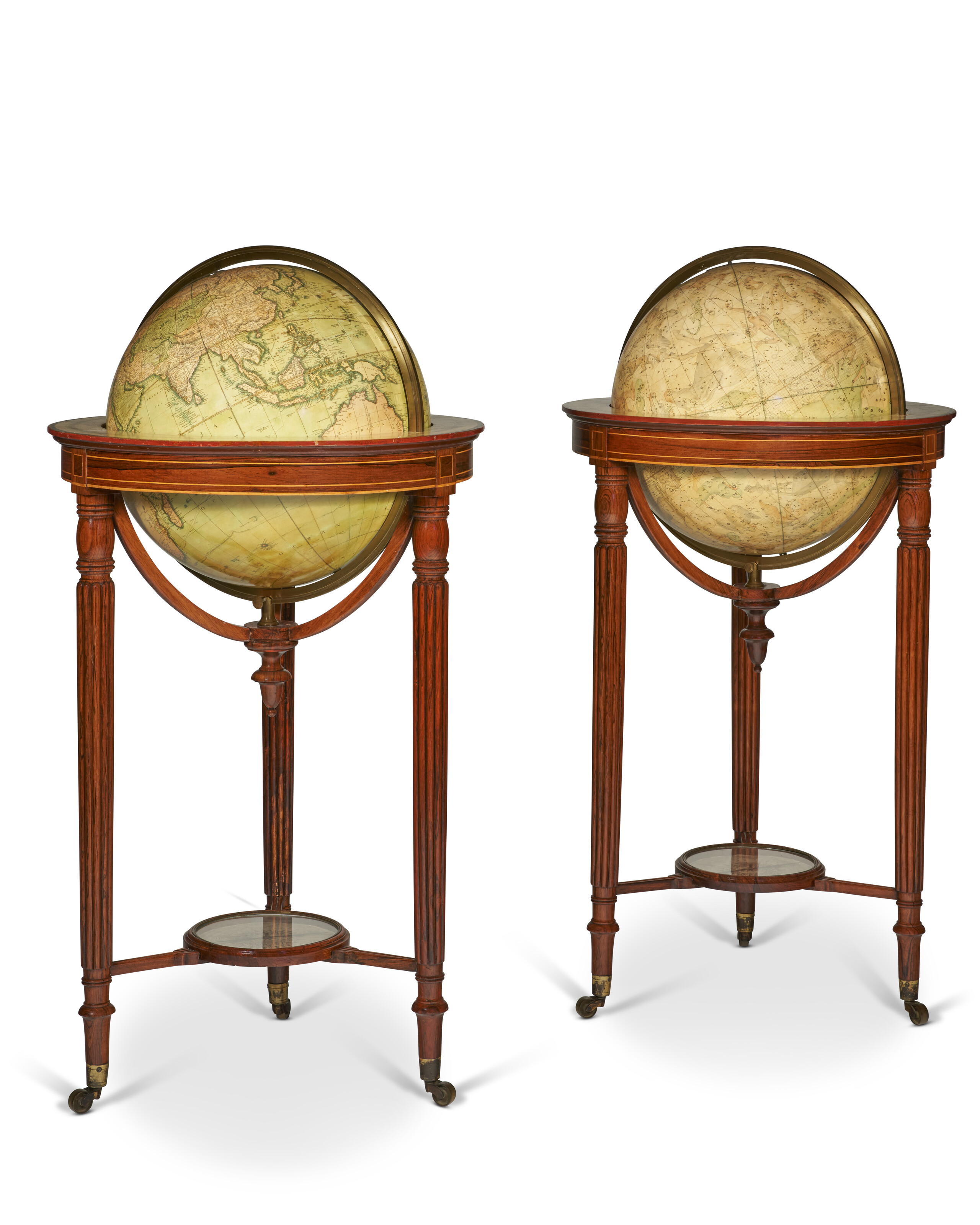 A PAIR OF GEORGE IV 18-INCH TERRESTRIAL AND CELESTIAL LIBRARY GLOBES ...
