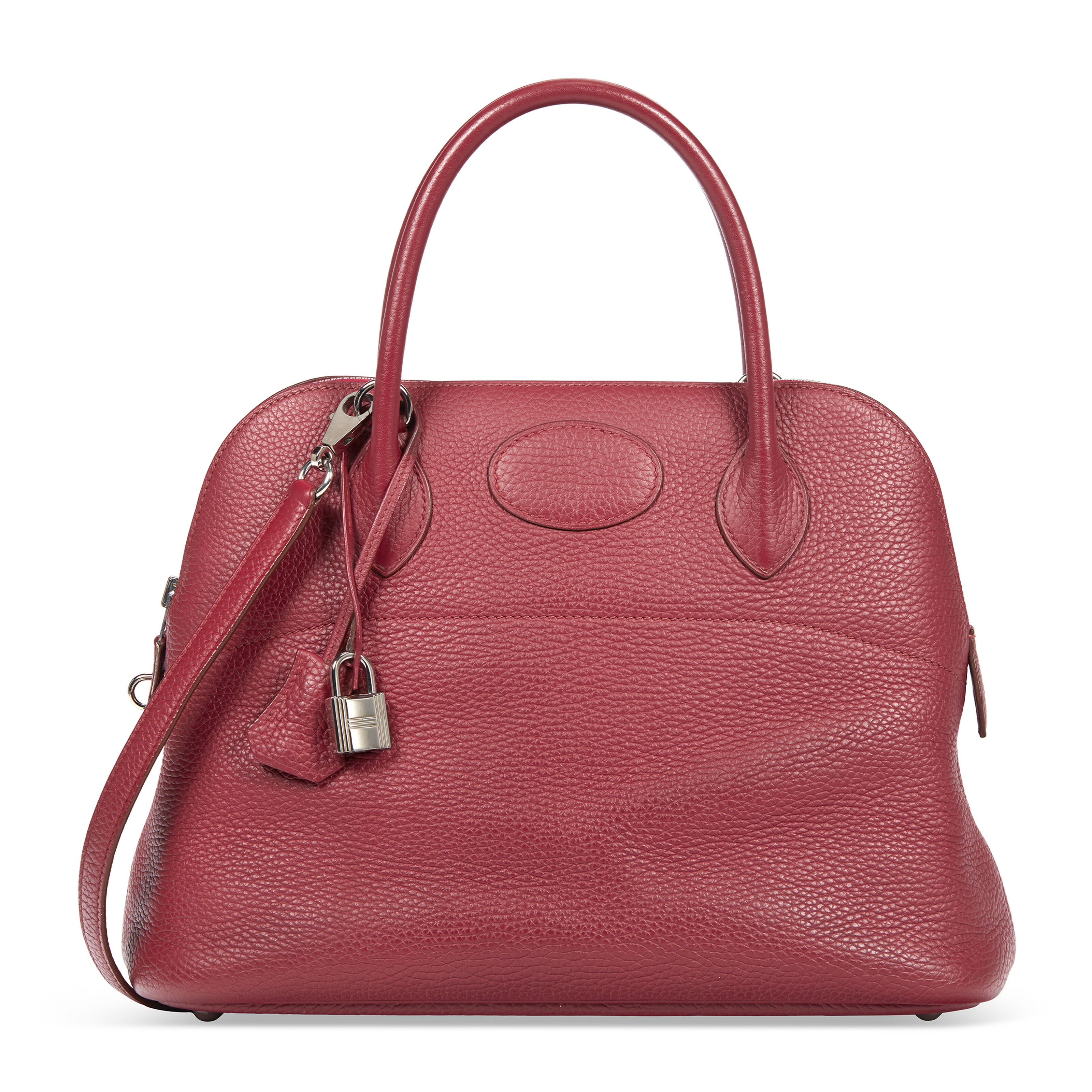 A RUBIS CLÉMENCE LEATHER BOLIDE 31 WITH PALLADIUM HARDWARE, HERMÈS ...