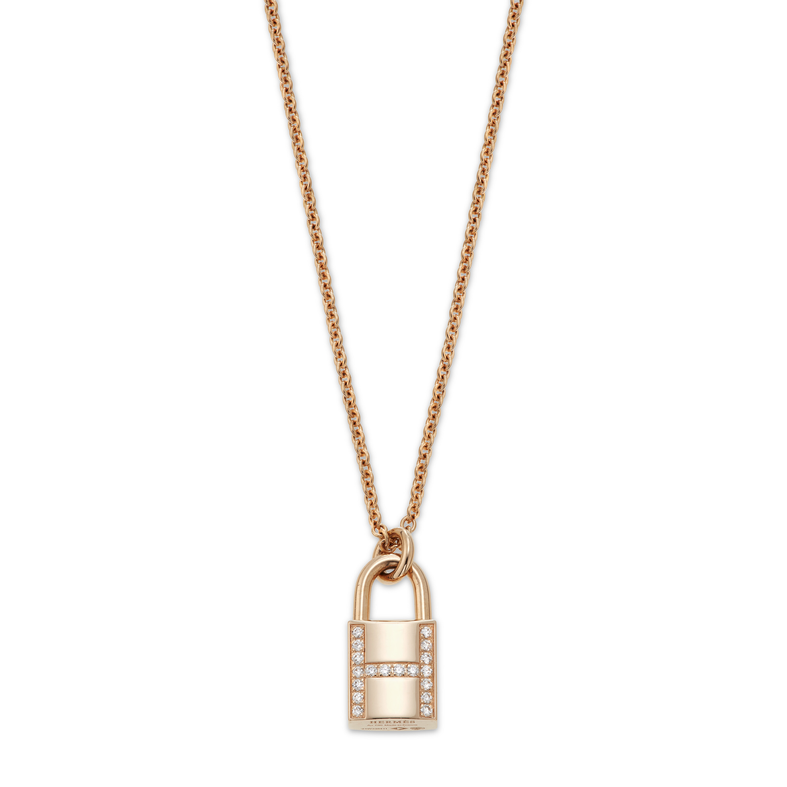A DIAMOND & 18K ROSE GOLD KELLY CADENAS PENDANT NECKLACE, HERMÈS, CIRCA ...
