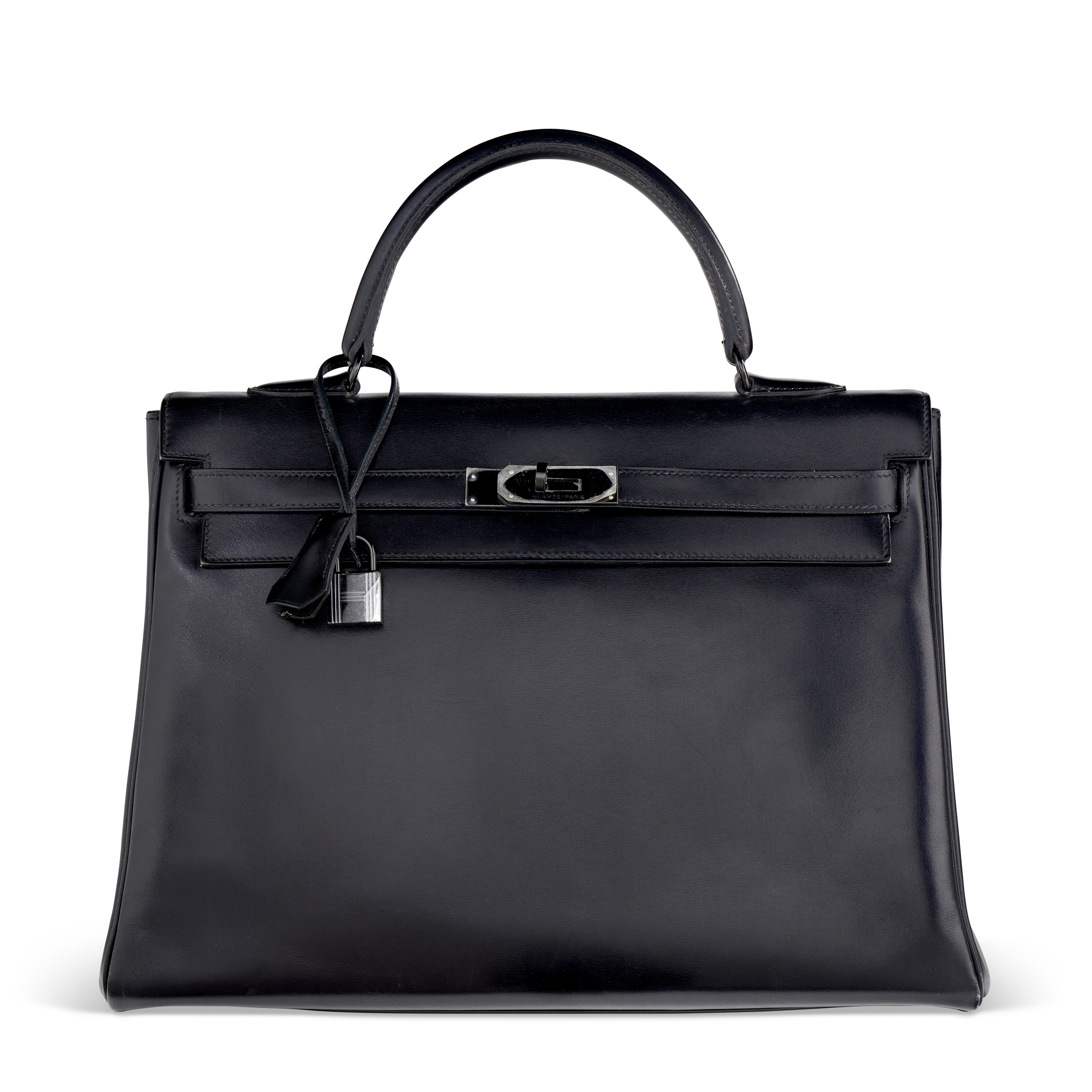 A LIMITED EDITION BLACK CALF BOX LEATHER RETOURNÉ SO BLACK KELLY 35 ...