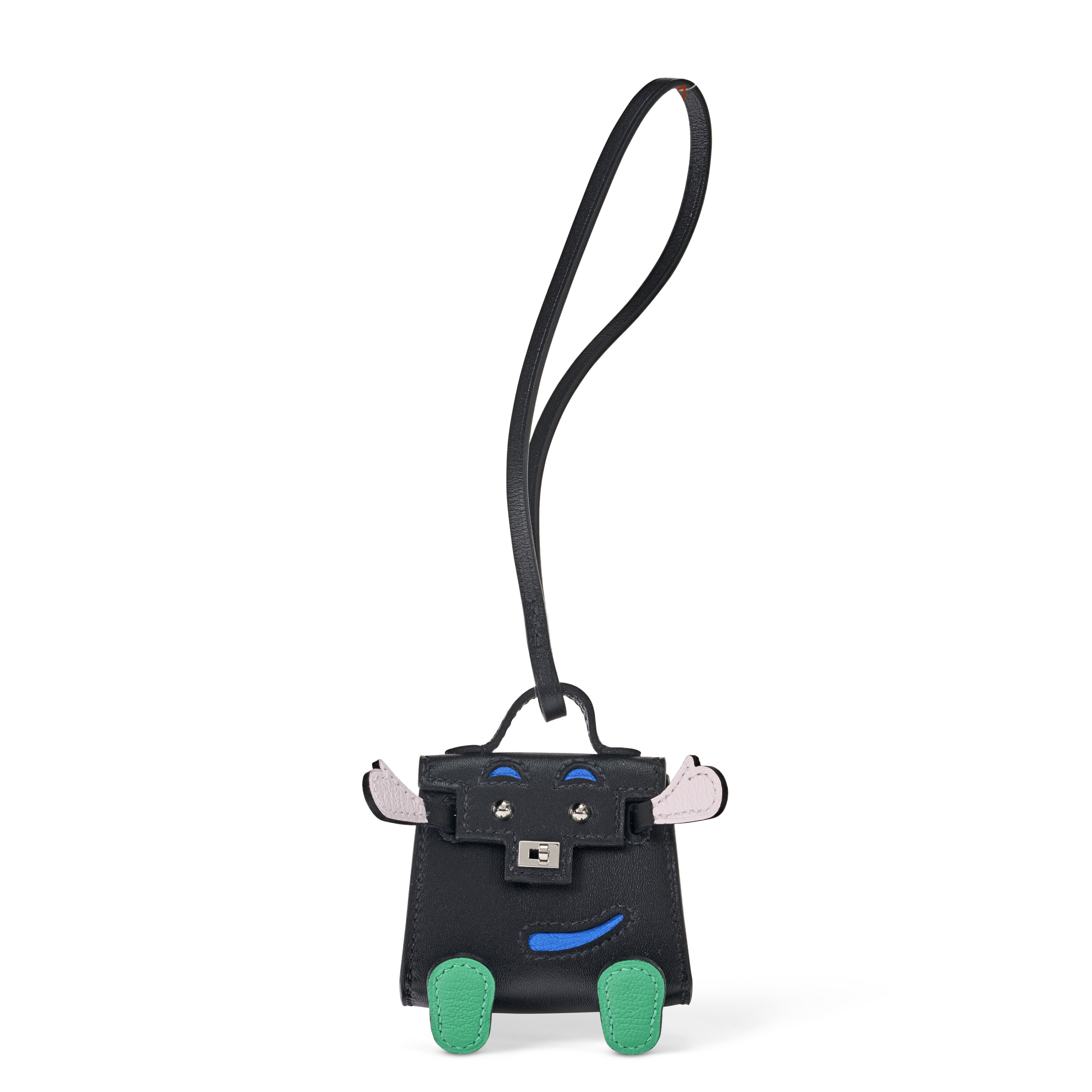 A BLACK TADELAKT, MAUVE PÂLE & VERT MENTHE CHÈVRE LEATHER KELLY DOLL ...