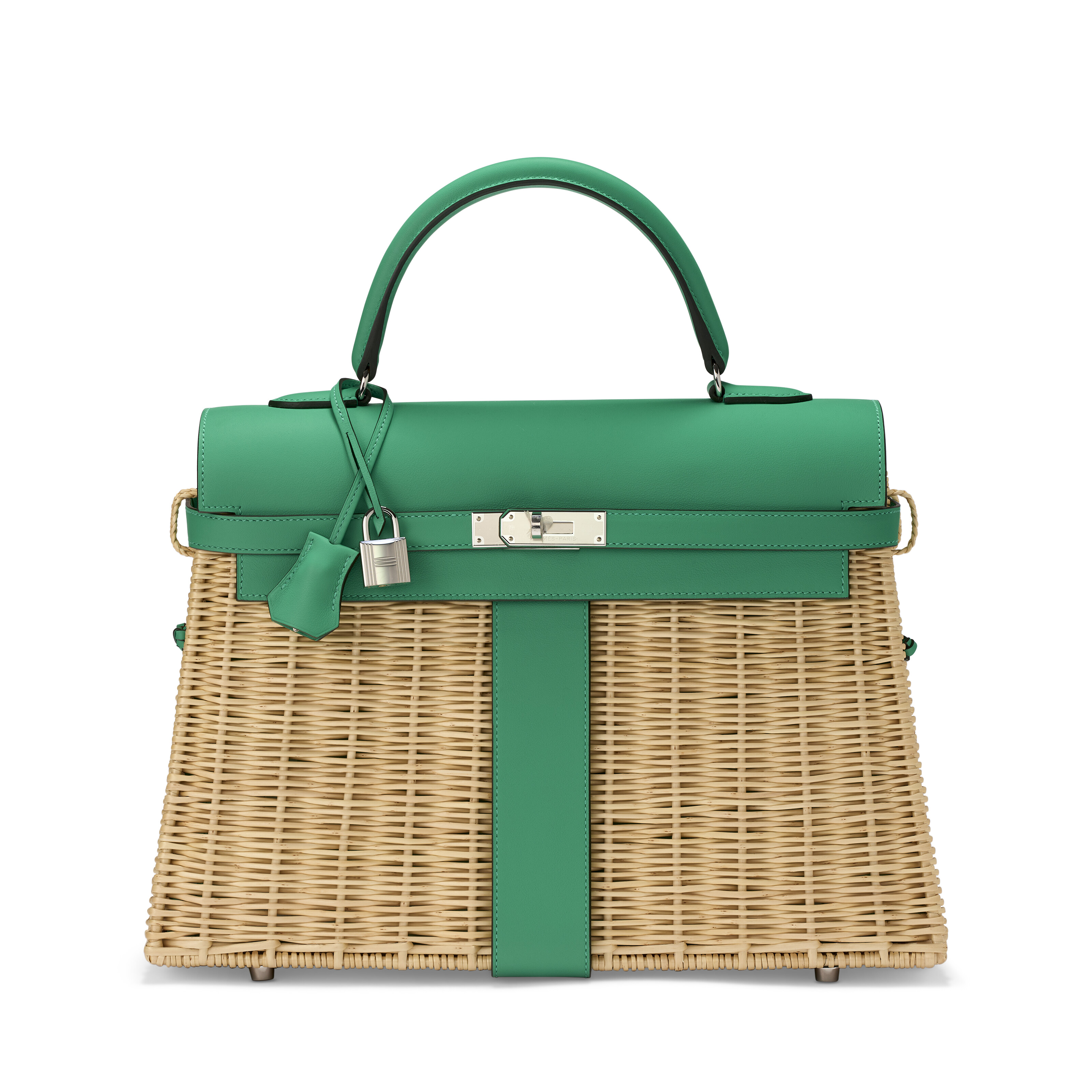 A LIMITED EDITION VERT MENTHE SWIFT LEATHER & OSIER WICKER PICNIC KELLY ...