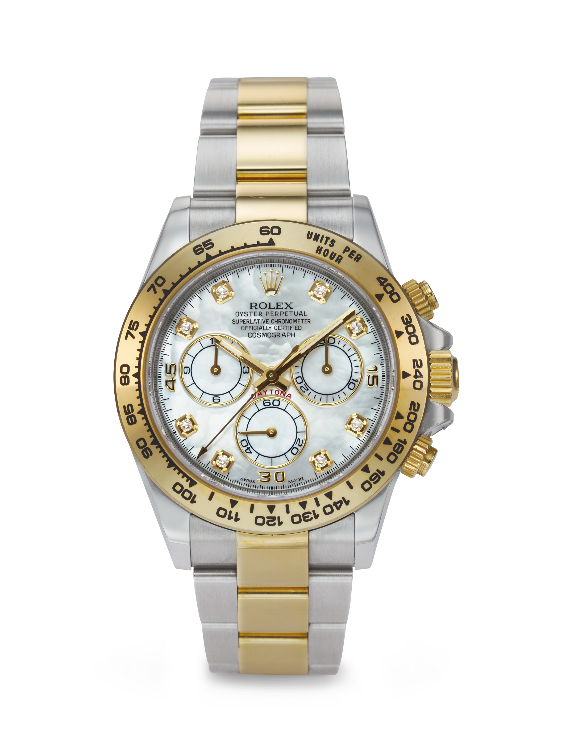 ROLEX, YELLOW GOLD, STAINLESS STEEL, AND DIAMOND-SET 'DAYTONA', WITH ...