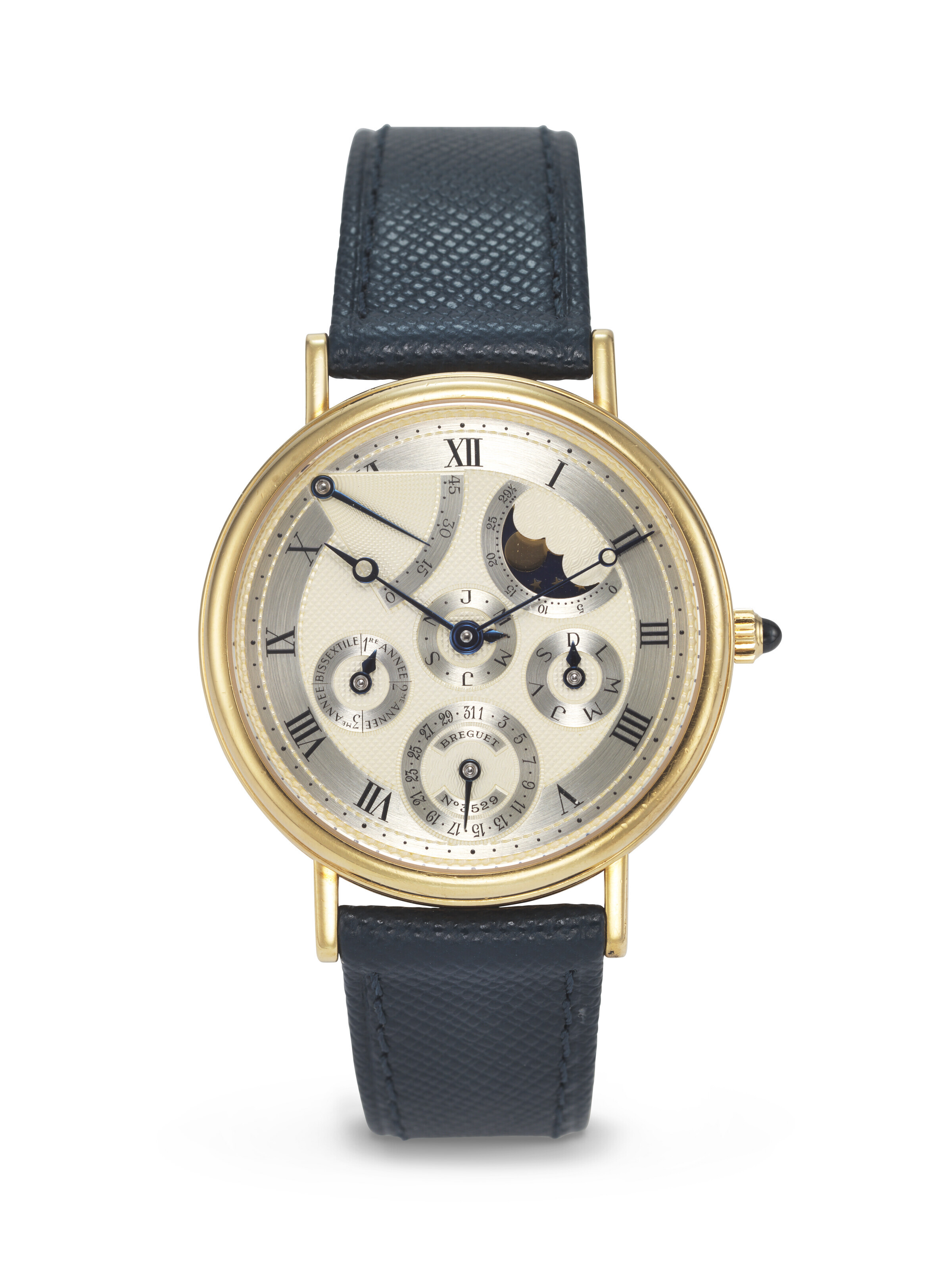 BREGUET, HIGHLY ATTRACTIVE AND RARE YELLOW GOLD PERPETUAL CALENDAR ...