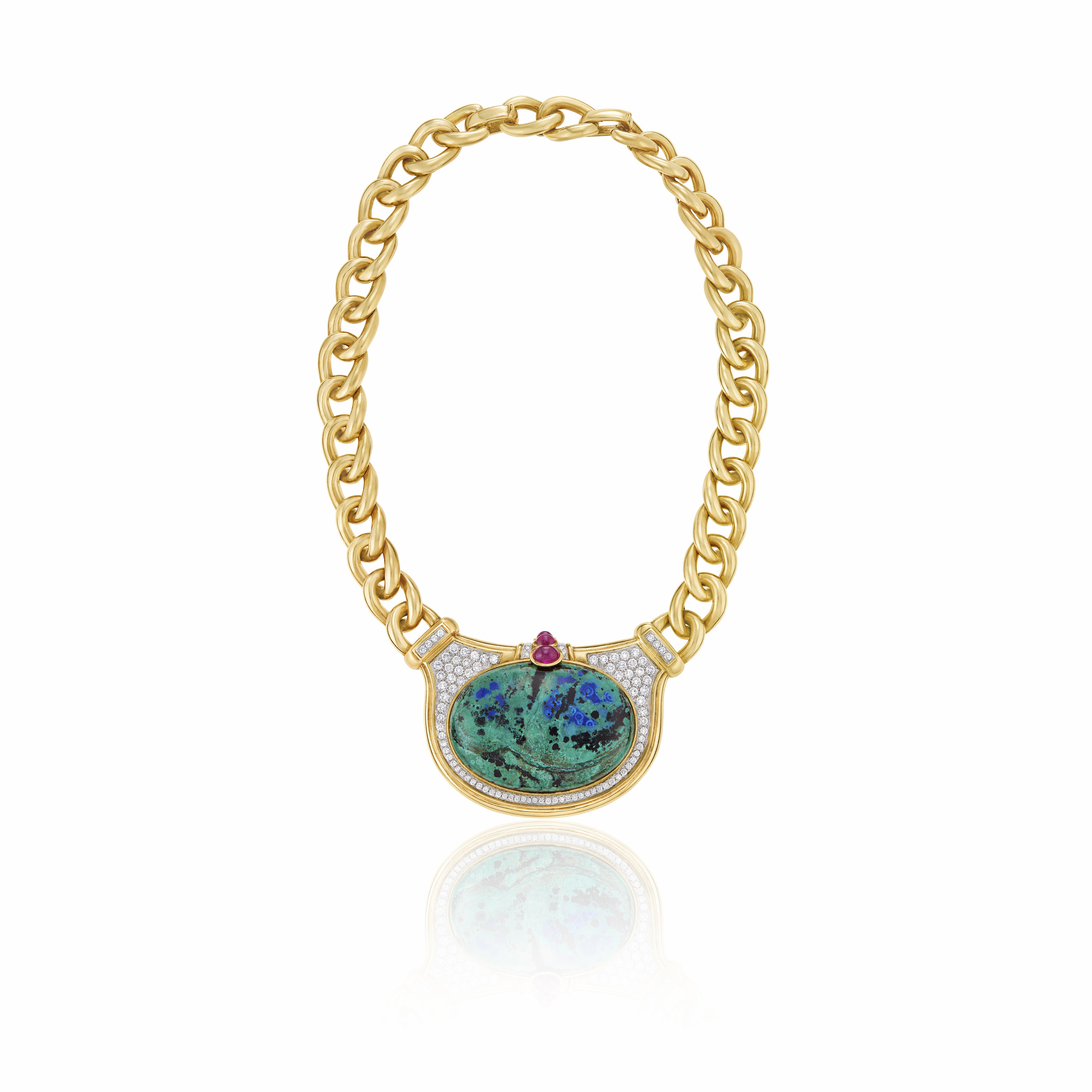 DAVID WEBB AZURMALACHITE, RUBY AND DIAMOND NECKLACE, | Christie’s