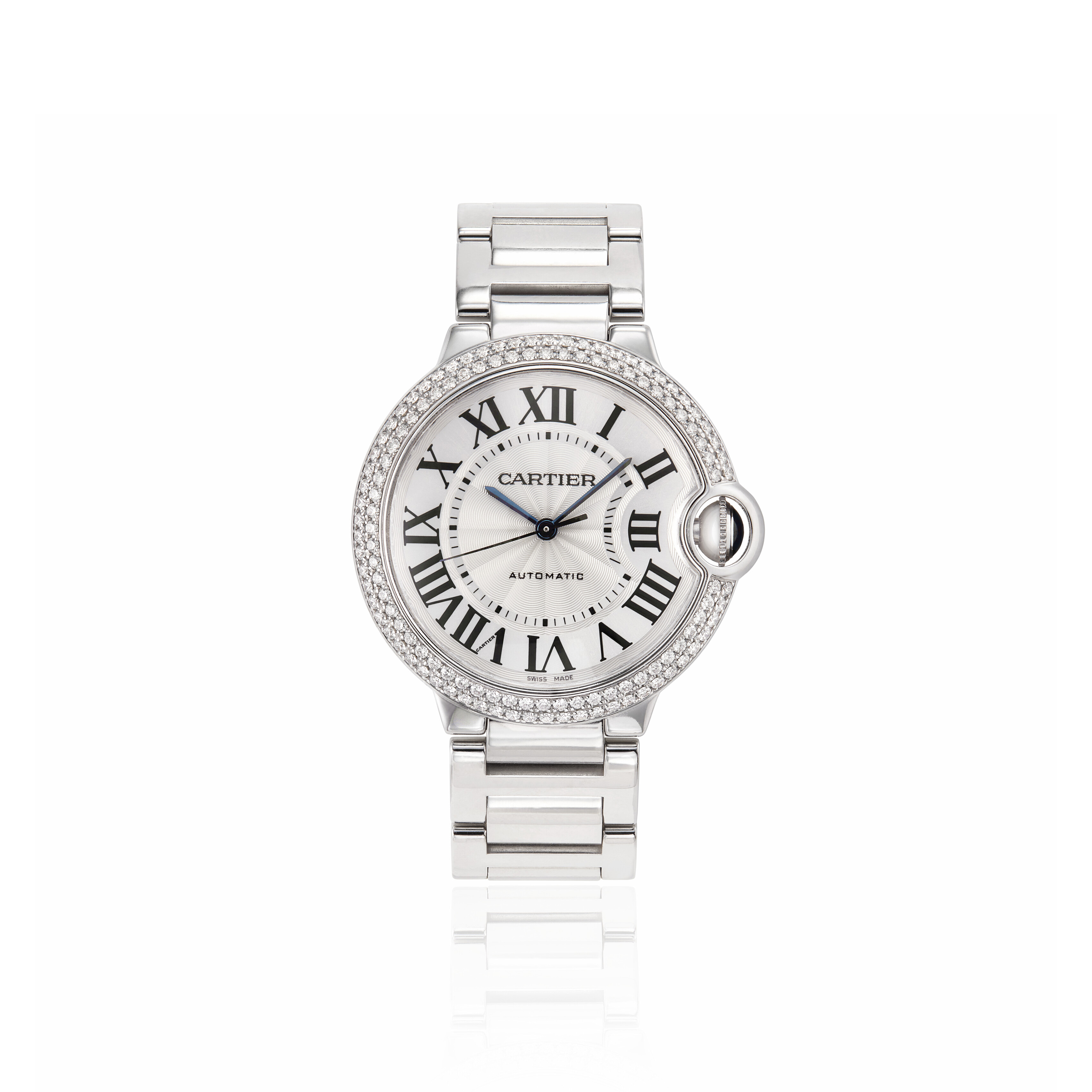 NO RESERVE | CARTIER DIAMOND AND WHITE GOLD 'BALLON BLEU' WRISTWATCH ...