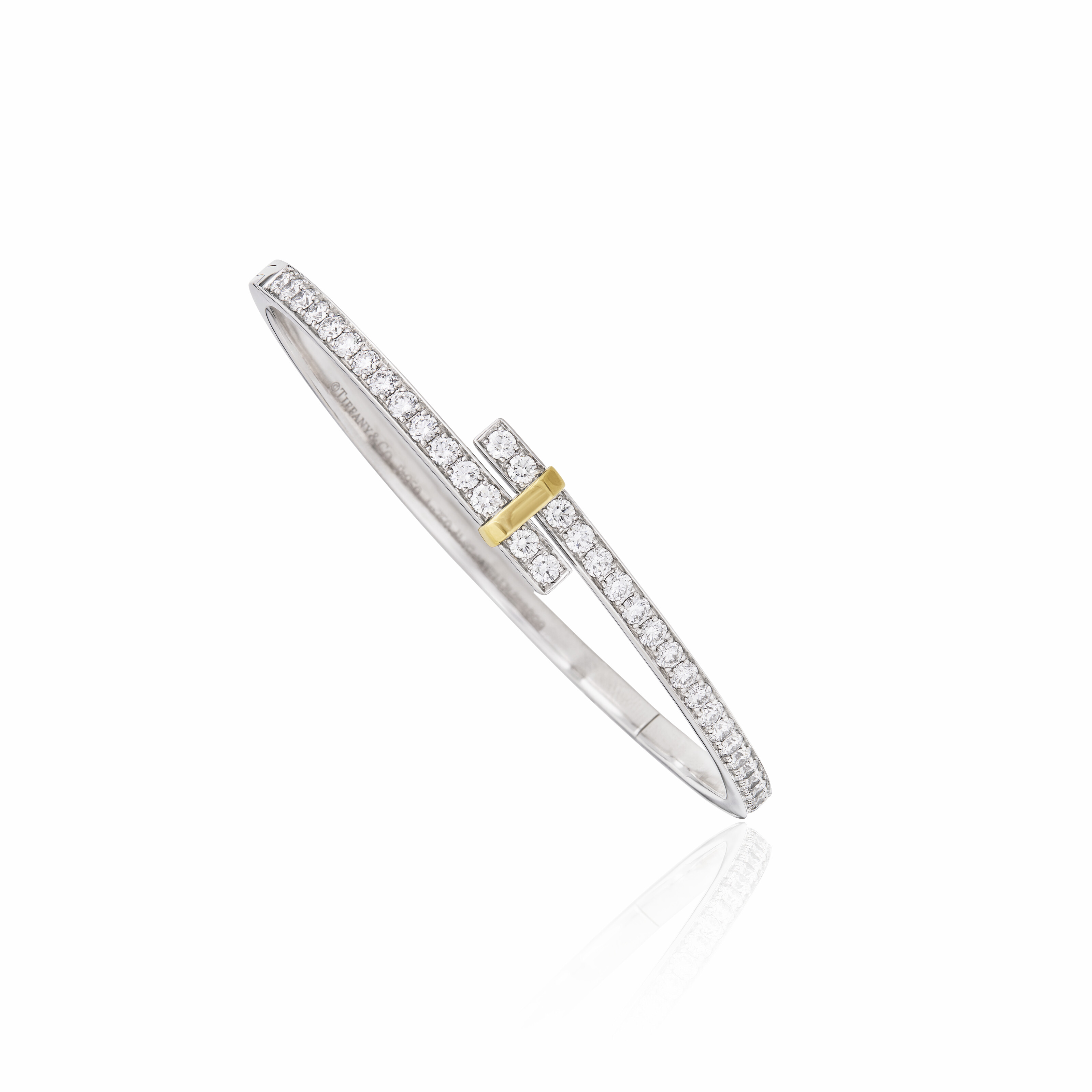 NO RESERVE | TIFFANY & CO DIAMOND AND GOLD 'EDGE' BANGLE-BRACELET ...