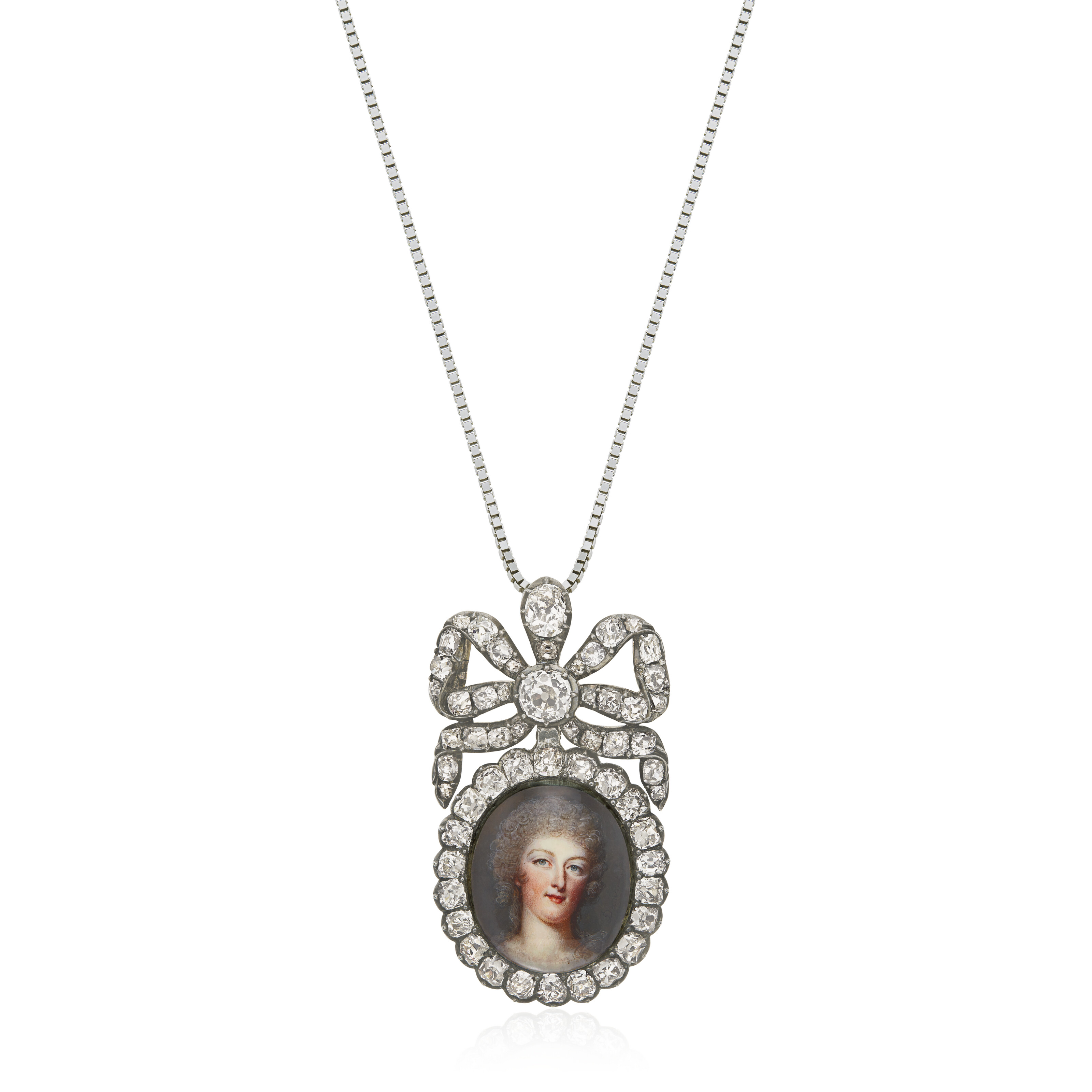 NO RESERVE | ANTIQUE DIAMOND AND PAINTED PORTRAIT PENDANT-BROOCH ...