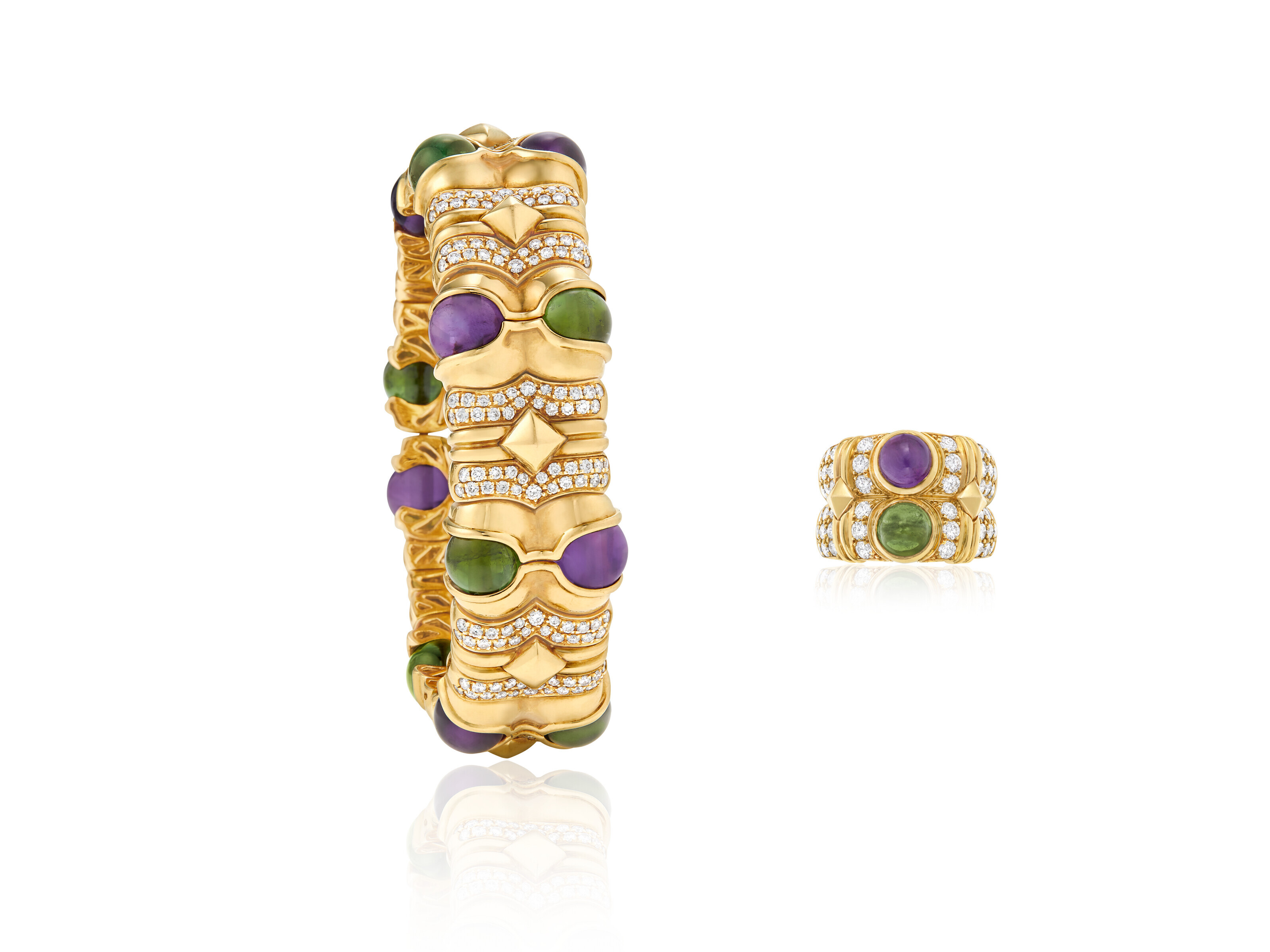 BULGARI SET OF AMETHYST, GREEN TOURMALINE AND DIAMOND JEWELRY, | Christie’s