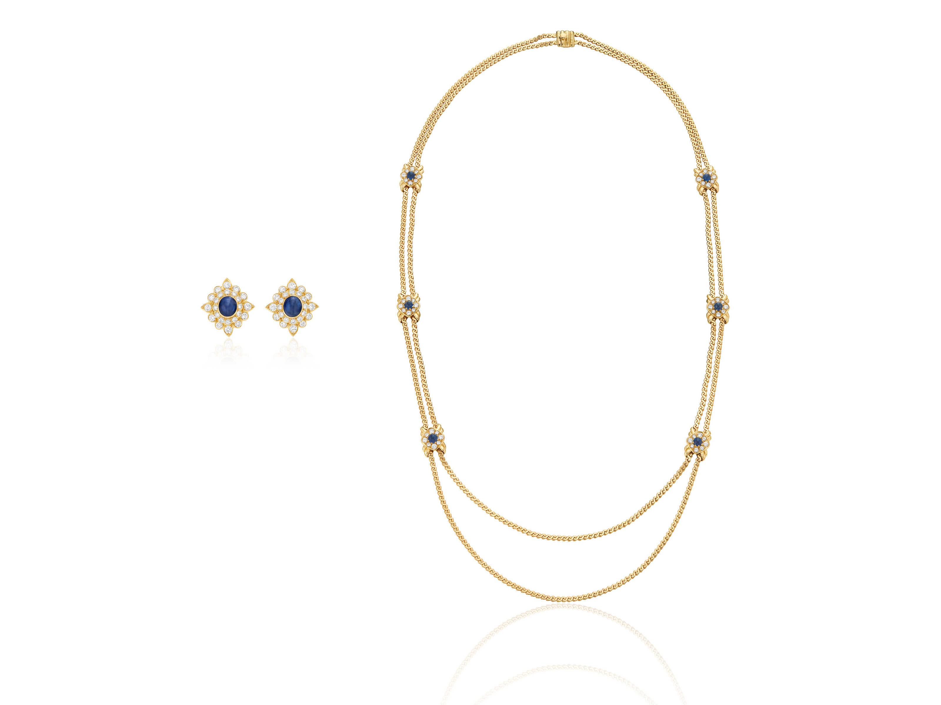 NO RESERVE | VAN CLEEF & ARPELS SET OF SAPPHIRE AND DIAMOND JEWELRY ...