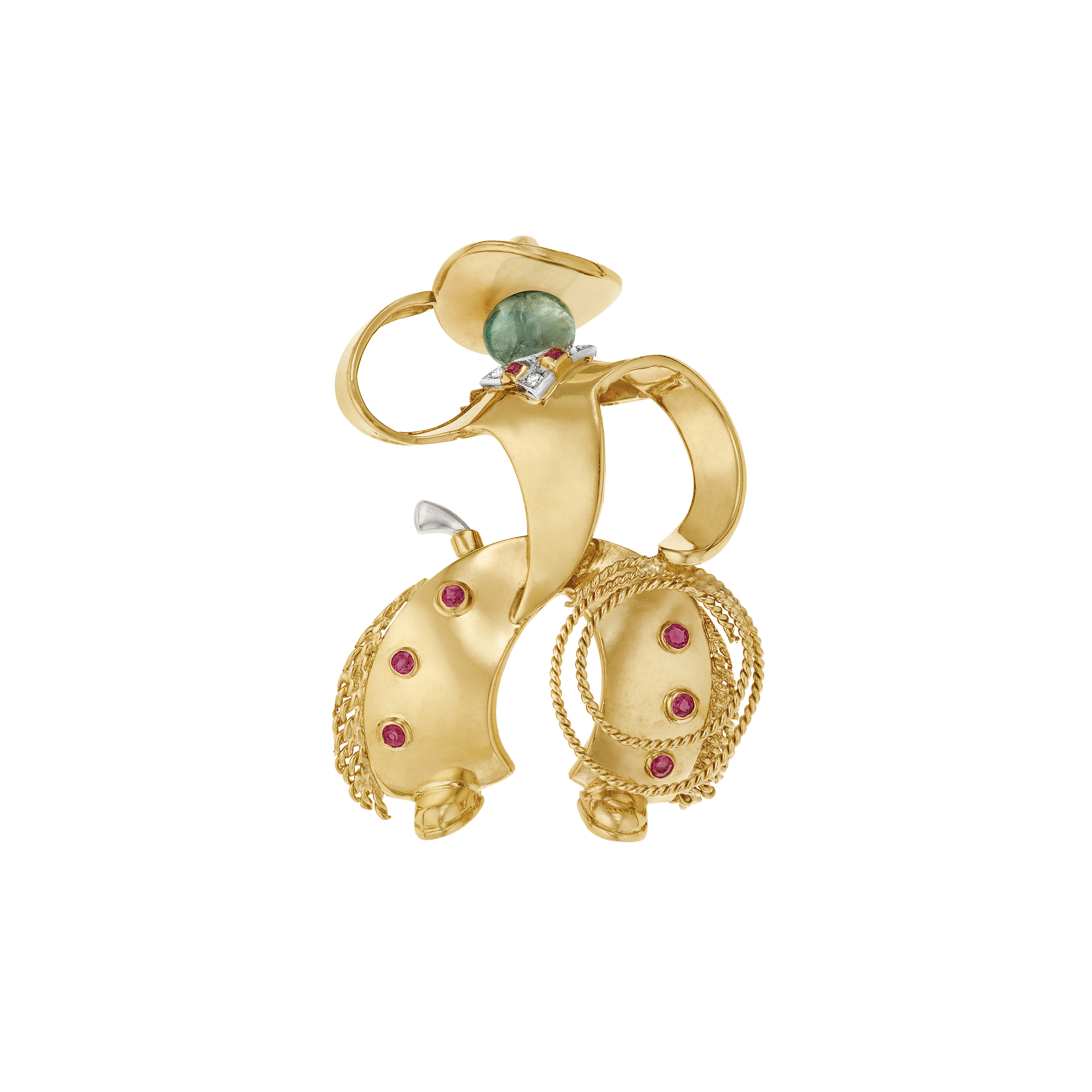 NO RESERVE | VAN CLEEF & ARPELS RETRO GREEN BERYL, RUBY AND DIAMOND ...