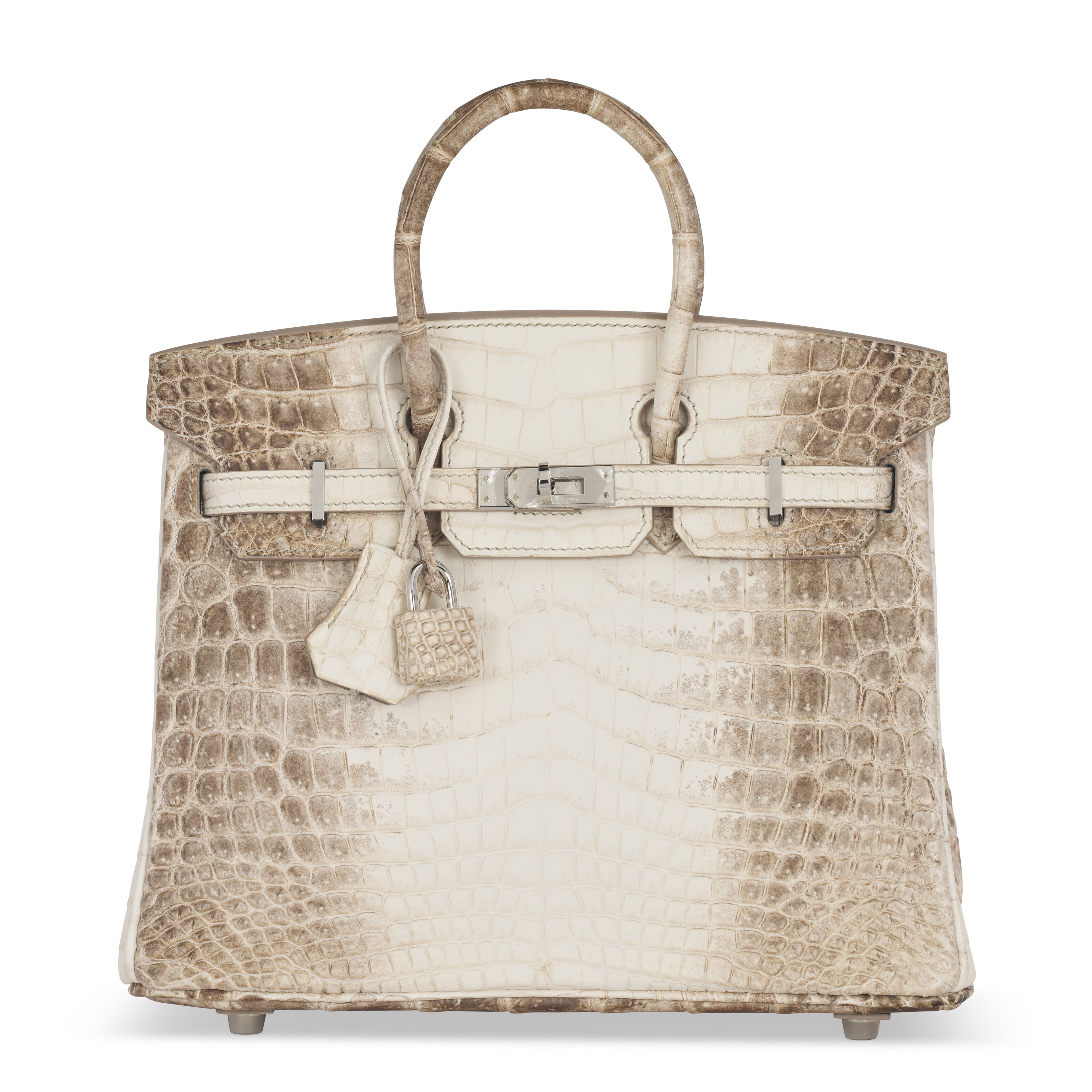 A RARE, MATTE WHITE HIMALAYA NILOTICUS CROCODILE BIRKIN 25 WITH ...