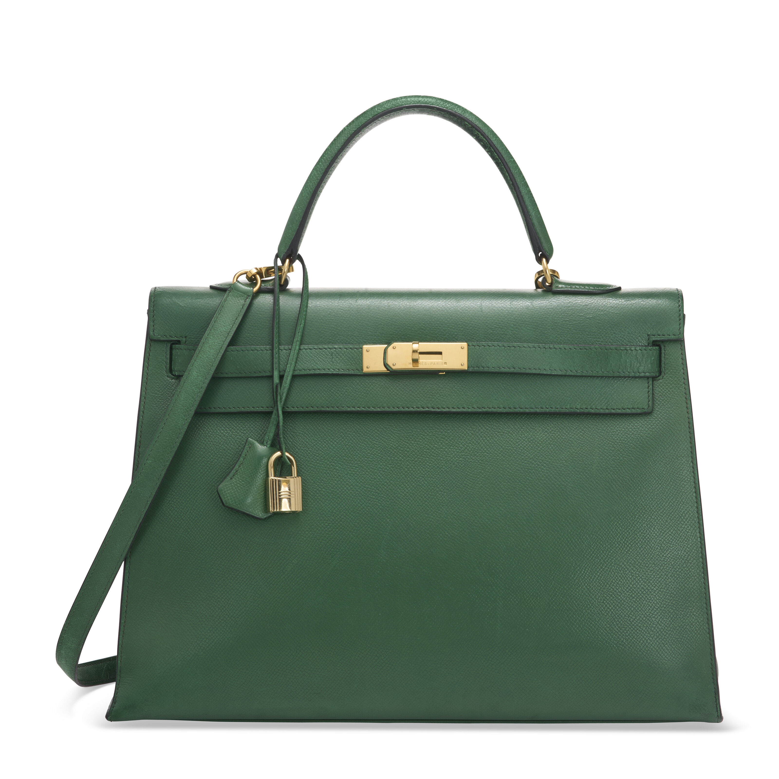 A VERT CLAIR COURCHEVEL LEATHER SELLIER KELLY 35 WITH GOLD HARDWARE ...