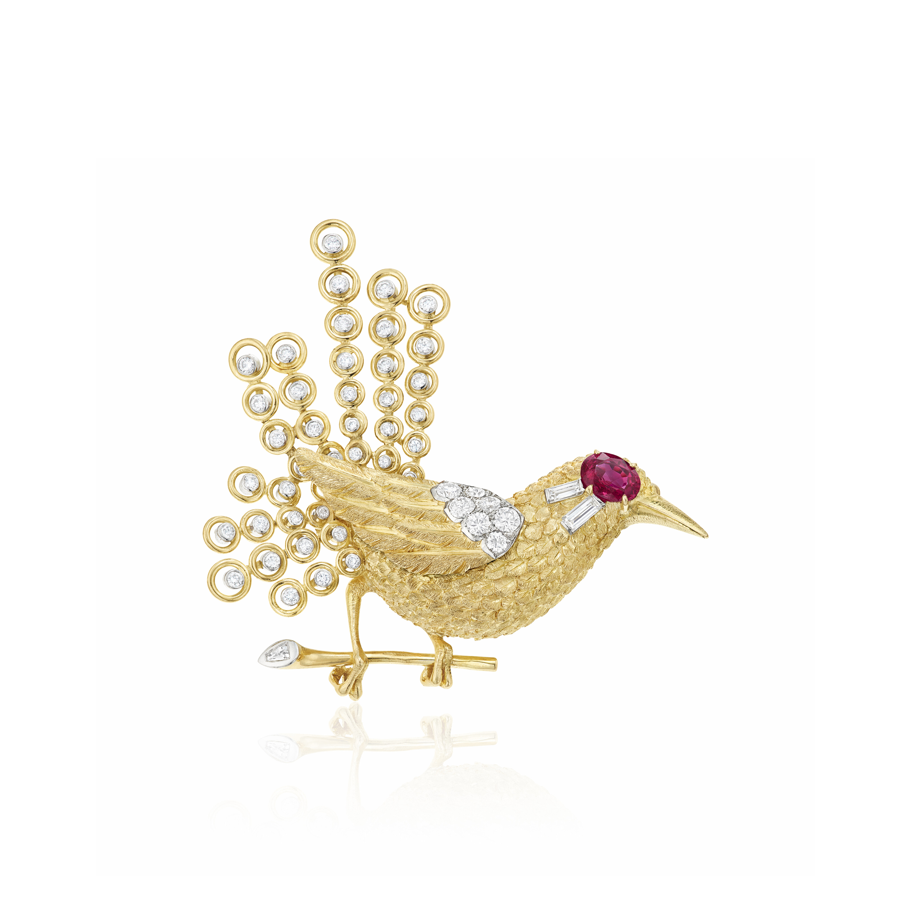CARTIER RUBY AND DIAMOND BIRD CLIP-BROOCH, | Christie’s