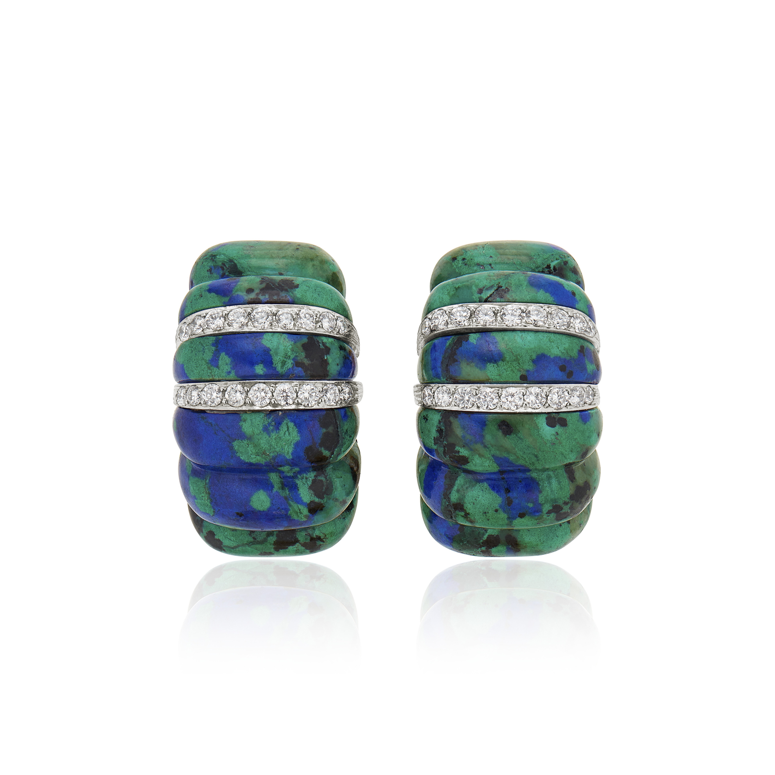NO RESERVE | DAVID WEBB AZURMALACHITE AND DIAMOND EARRINGS, | Christie’s