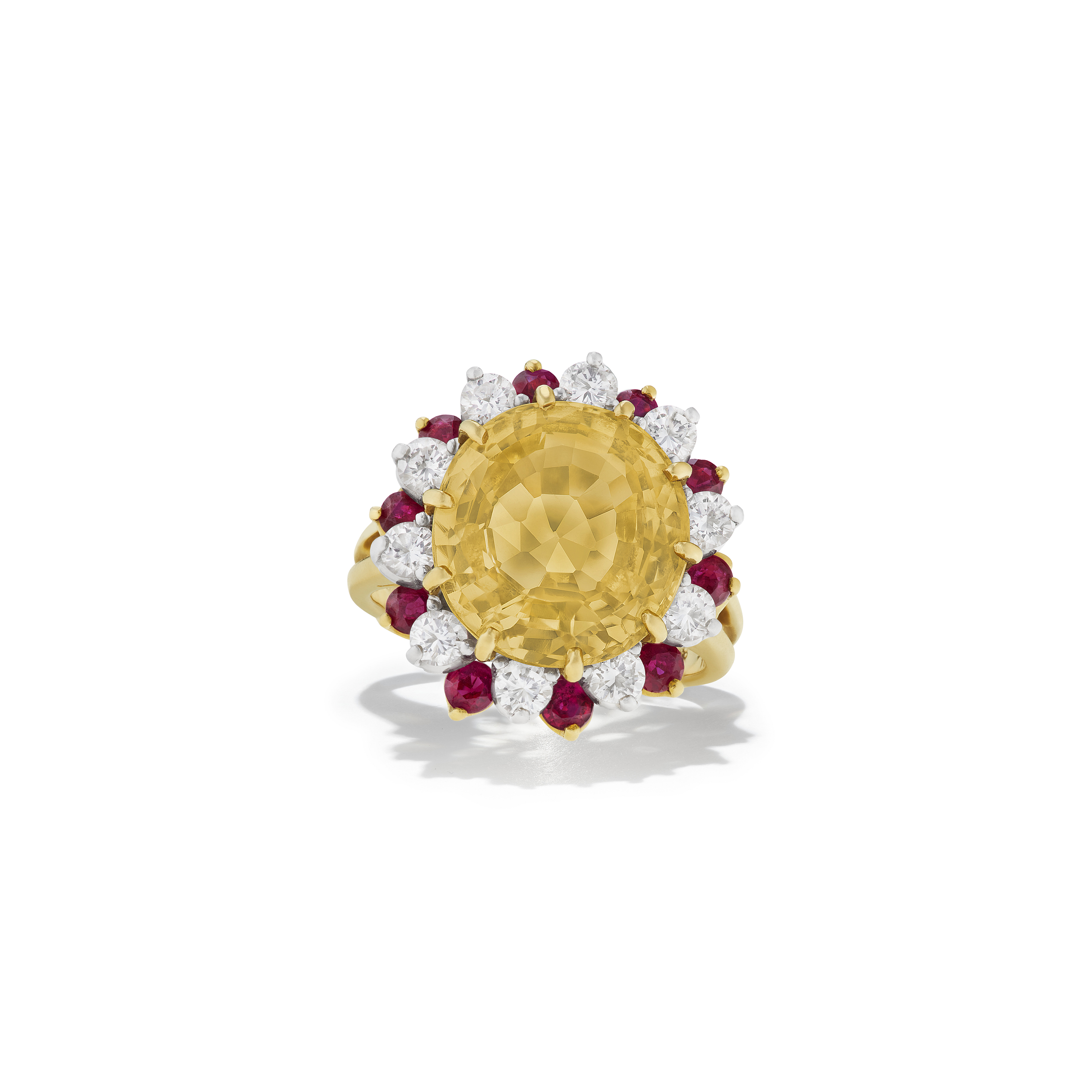 NO RESERVE | OSCAR HEYMAN & BROTHERS COLORED SAPPHIRE, RUBY AND DIAMOND RING, | Christie’s