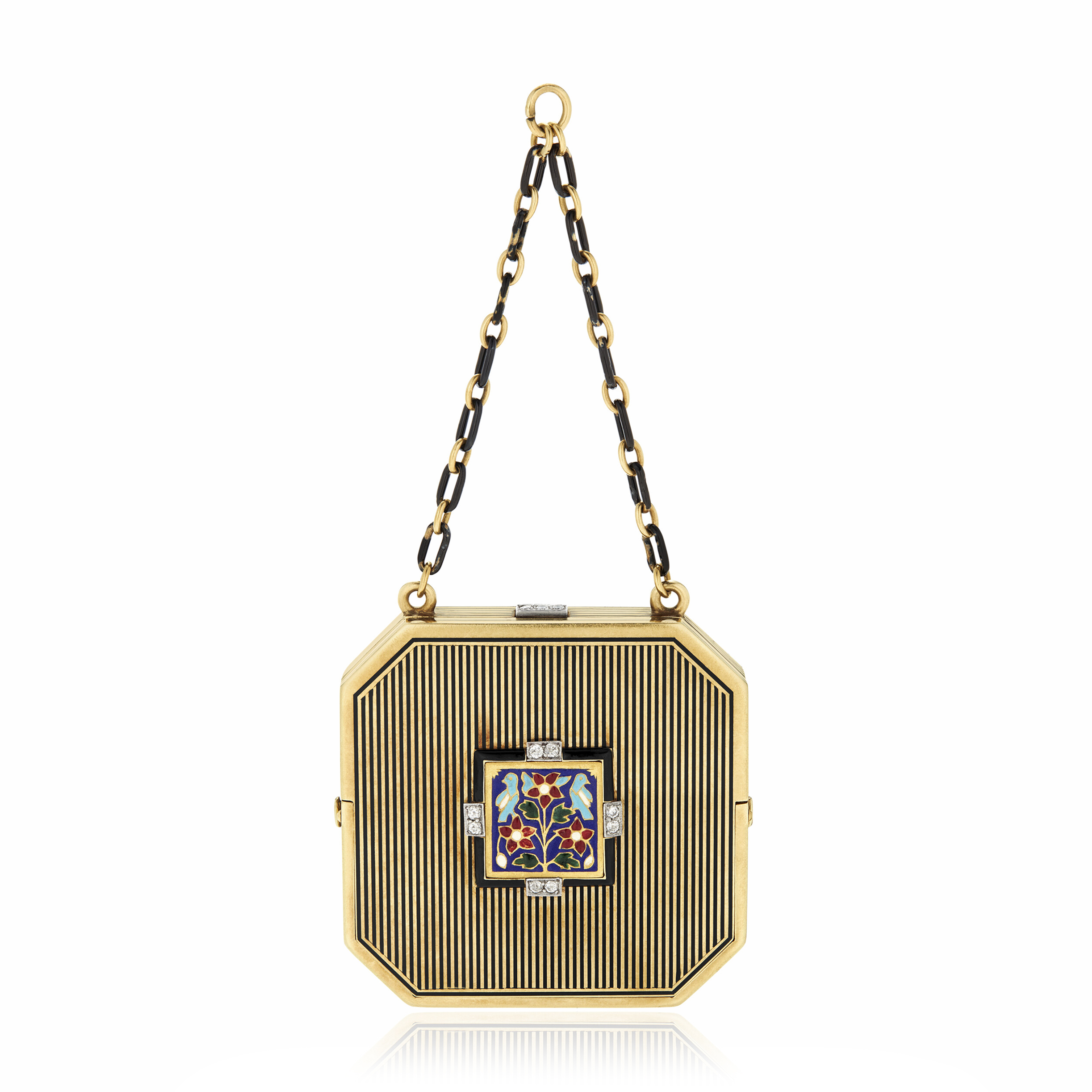 NO RESERVE | CARTIER ART DECO ENAMEL, DIAMOND AND GOLD COMPACT ...