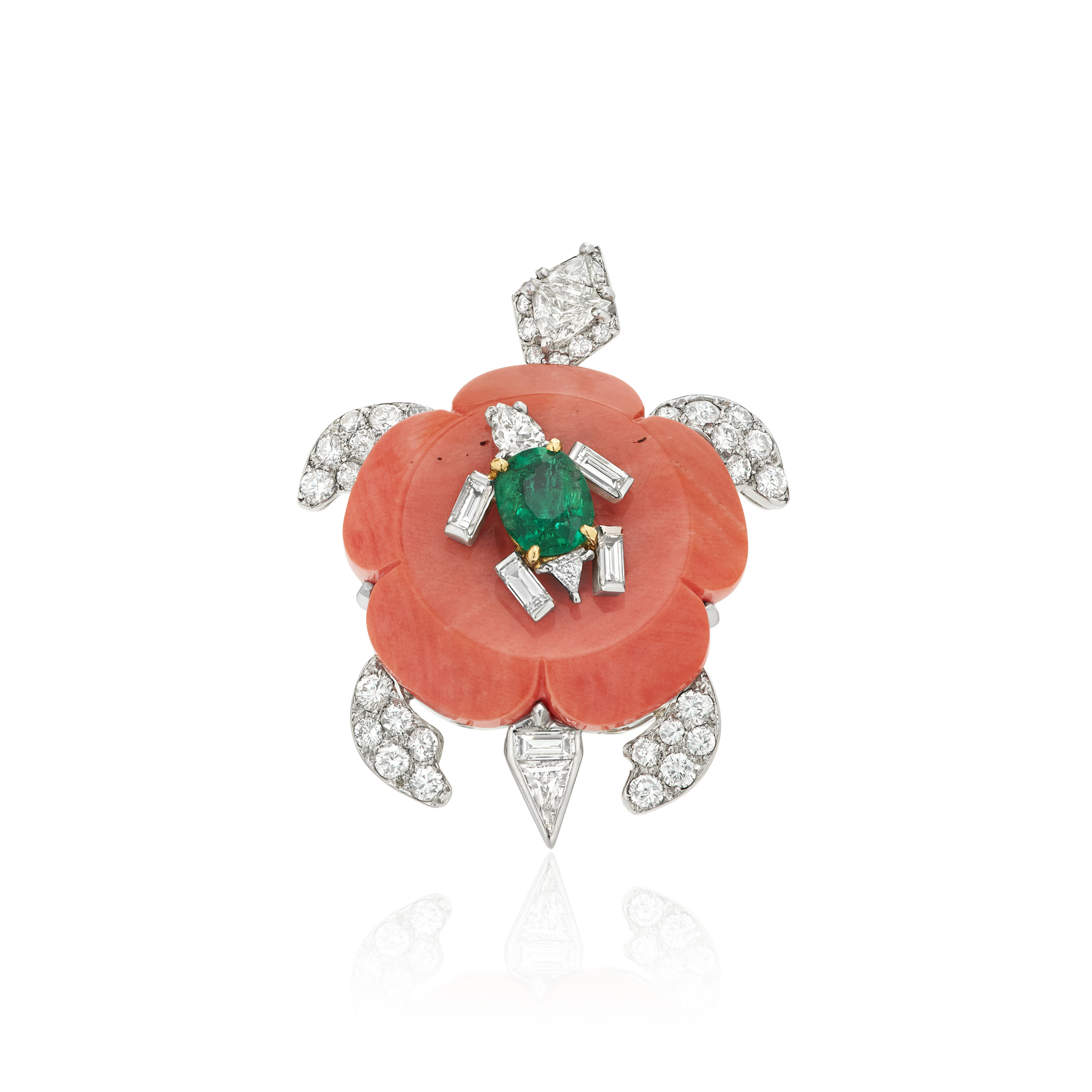 CARTIER CORAL, DIAMOND AND EMERALD TURTLE BROOCH, | Christie’s