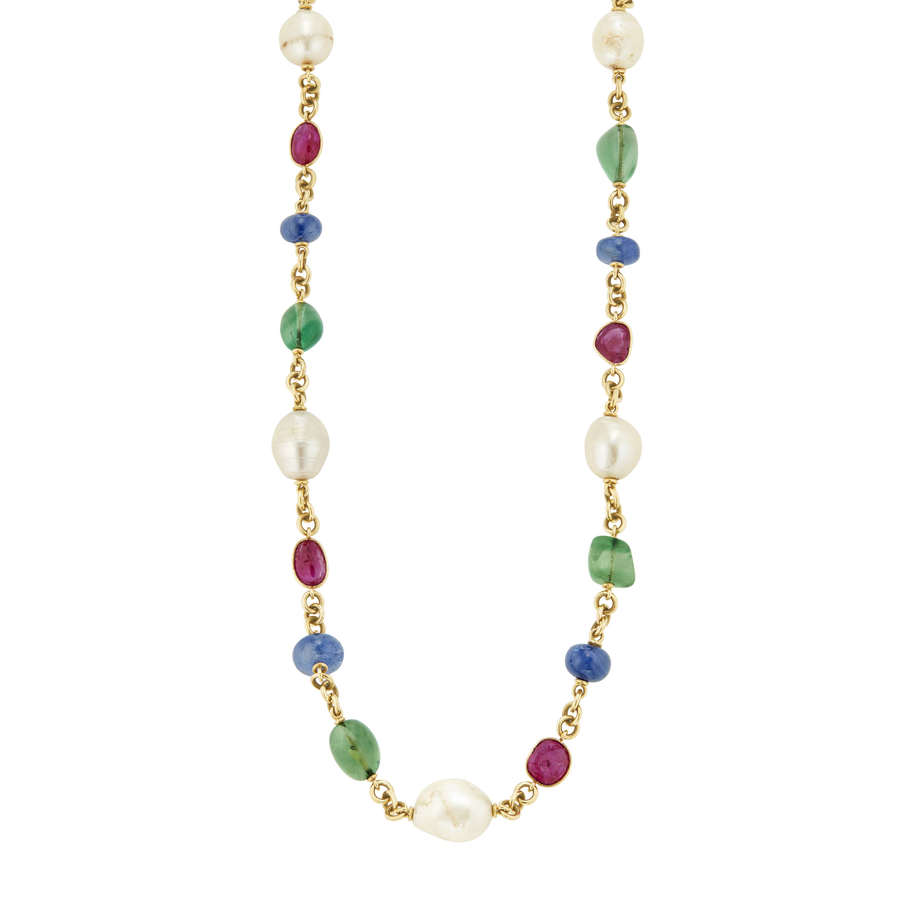 NO RESERVE | MULTI-GEM AND CULTURED PEARL LONGCHAIN NECKLACE, | Christie’s