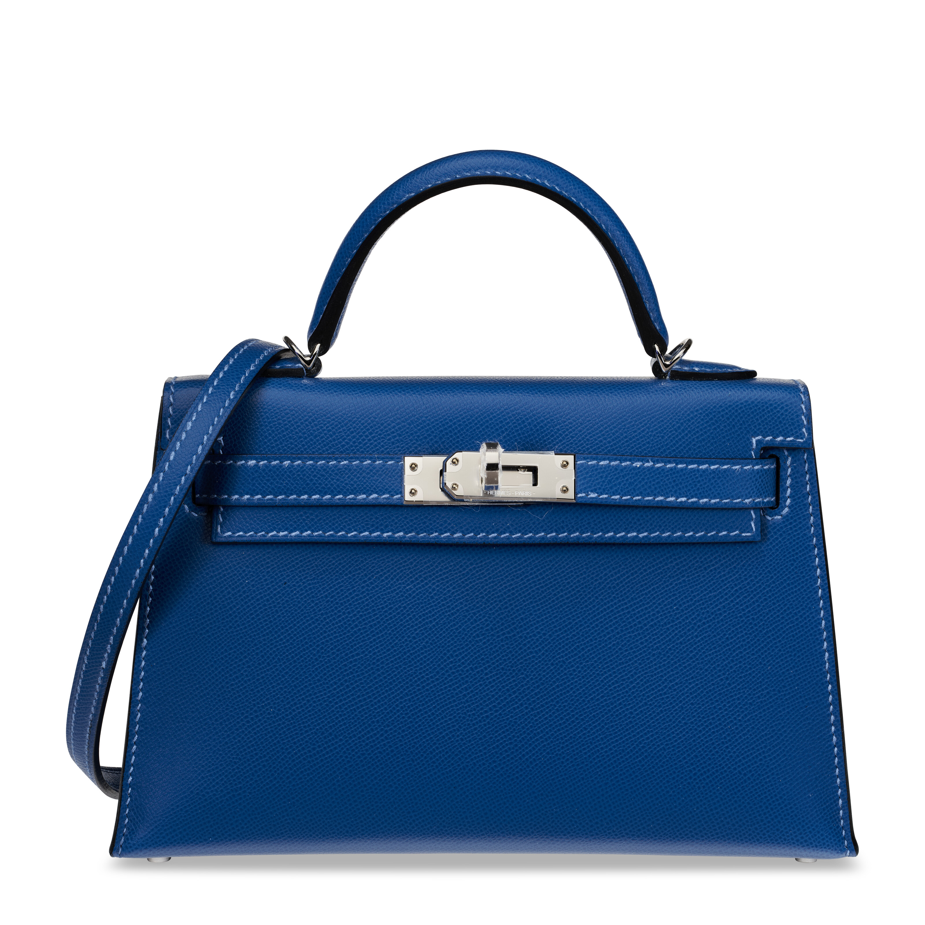 A DEEP BLEU MADAME LEATHER MINI KELLY 20 II WITH PALLADIUM HARDWARE ...