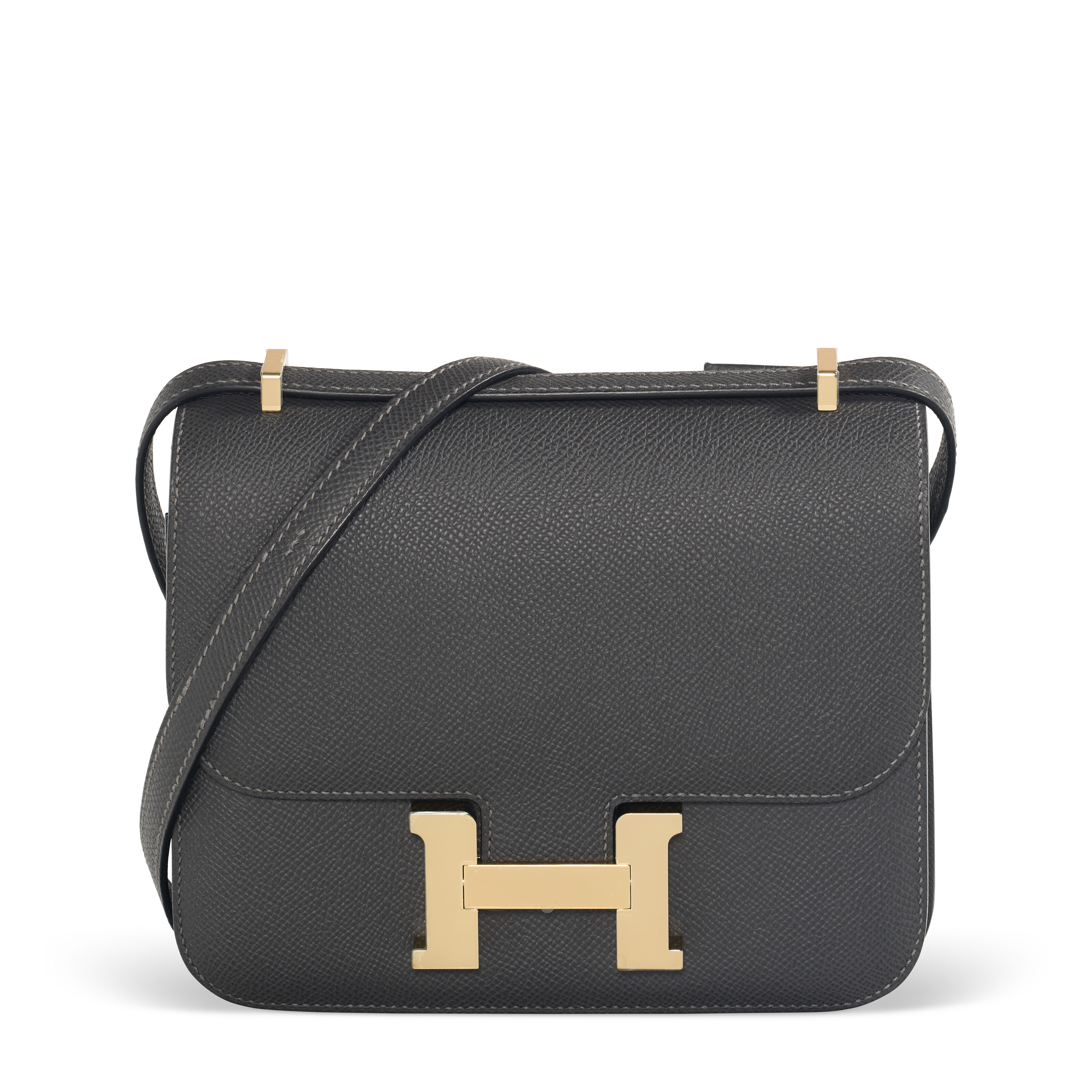 A GRAPHITE EPSOM LEATHER MINI MIRROR CONSTANCE III WITH PERMABRASS ...