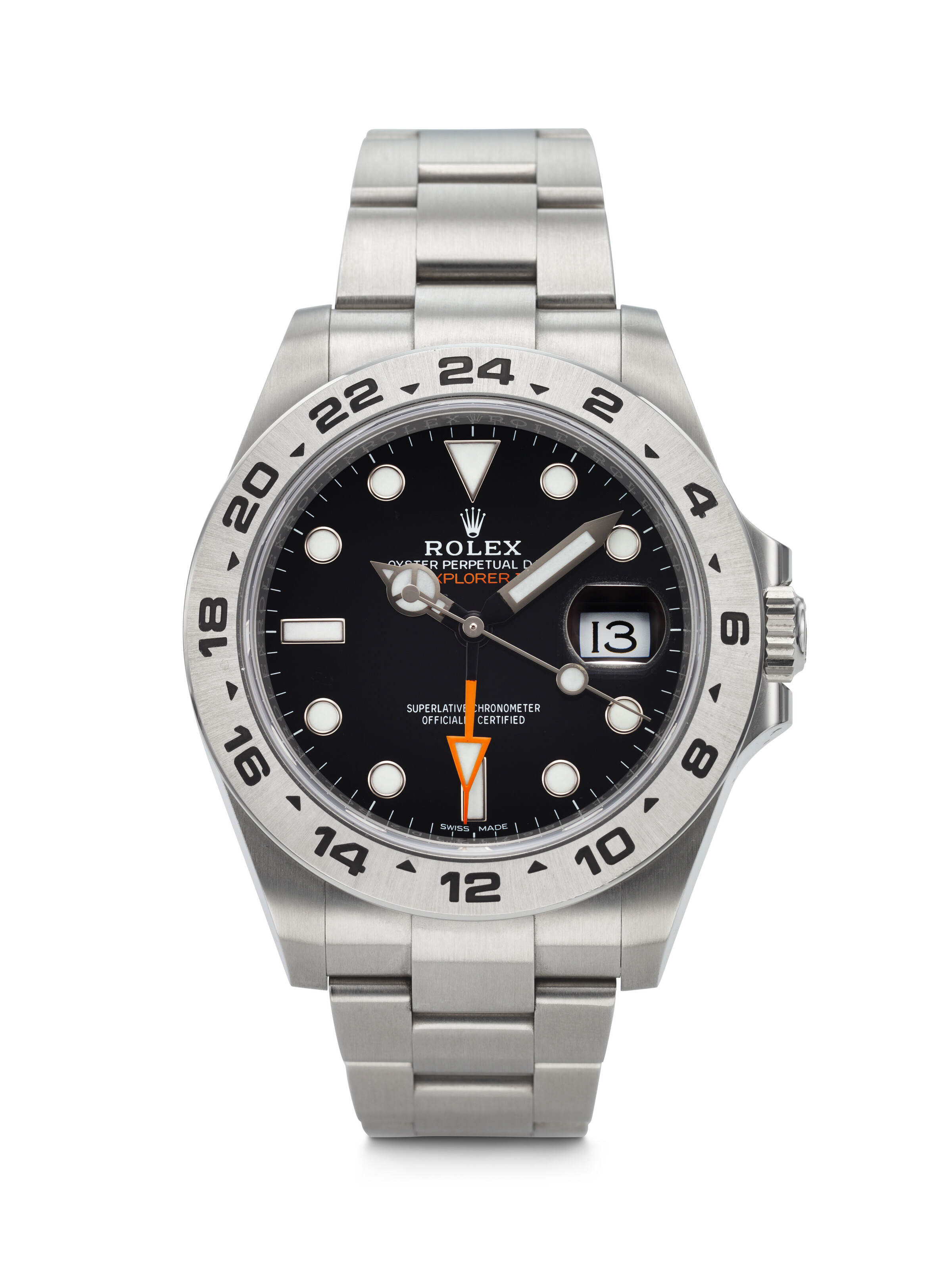 ROLEX, STAINLESS STEEL DUAL TIME 'EXPLORER II' WITH DATE, REF. 216570 ...