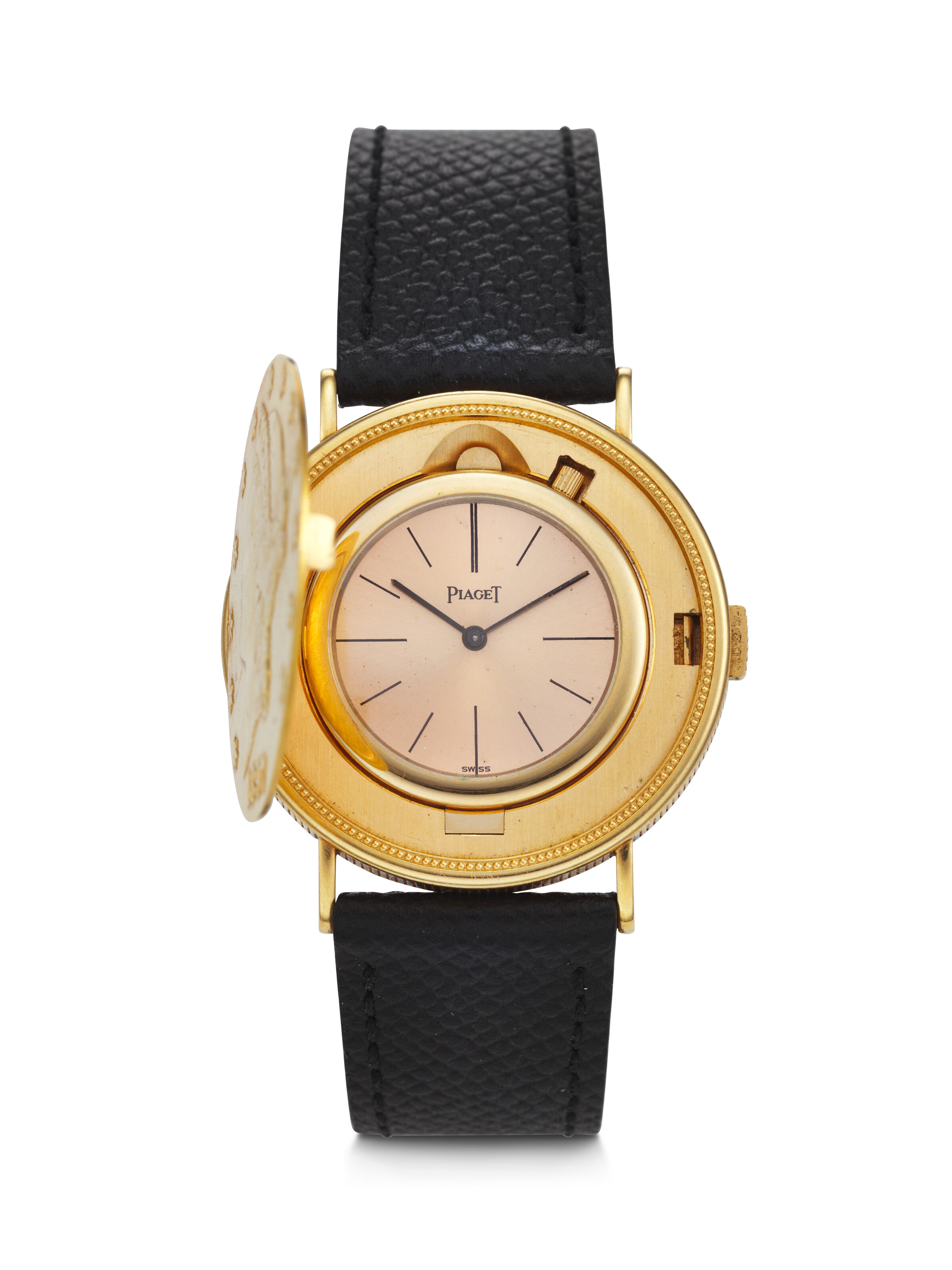 PIAGET, YELLOW GOLD TWENTY-DOLLAR COIN WRISTWATCH WITH CONCEALED DIAL ...