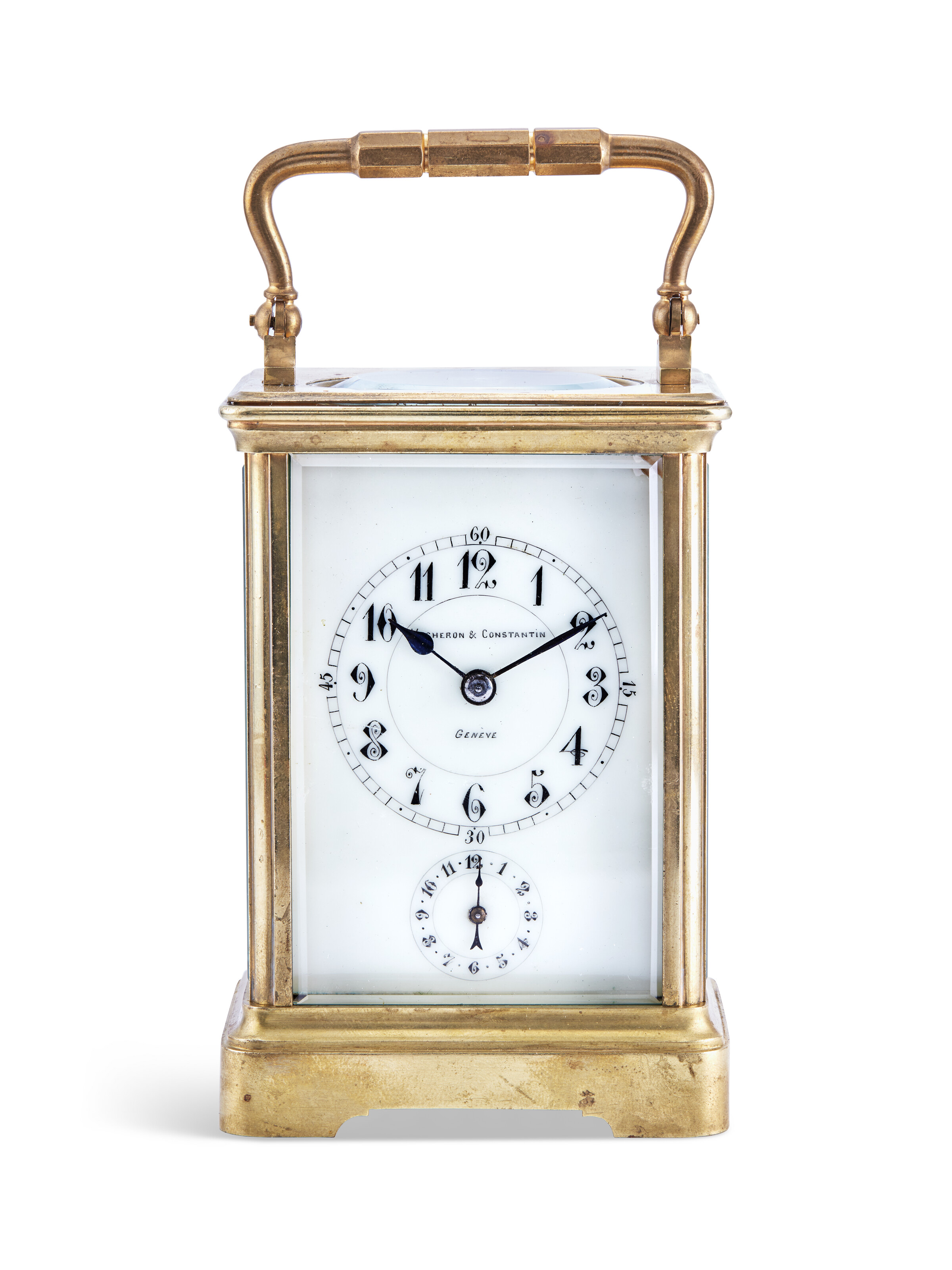 VACHERON CONSTANTIN, GILDED-BRASS AND ENAMEL CARRIAGE CLOCK WITH EIGHT ...