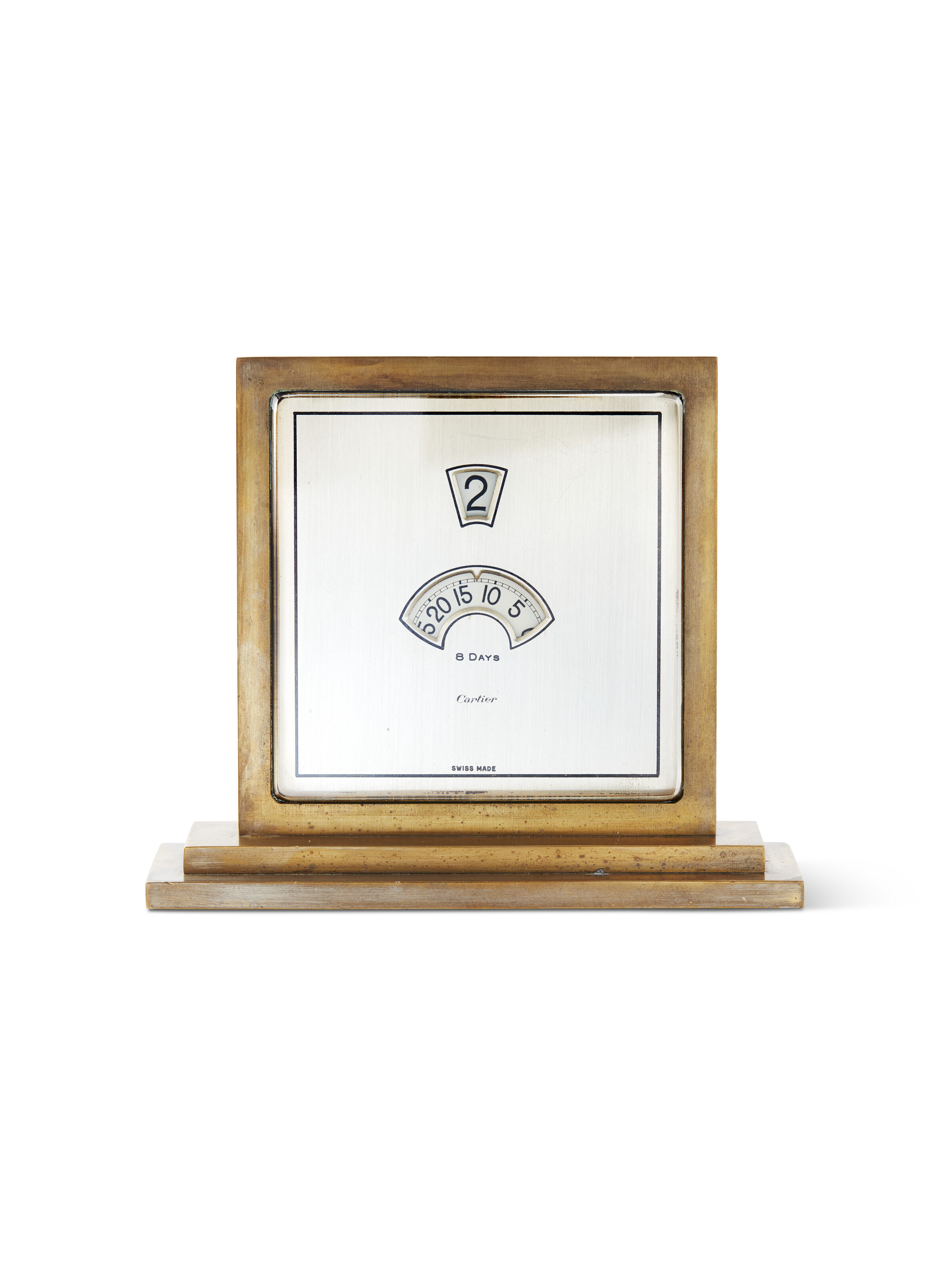 CORCORD WATCH CO. FOR CARTIER, HIGHLY RARE GILDED-BRASS JUMPING HOUR ...