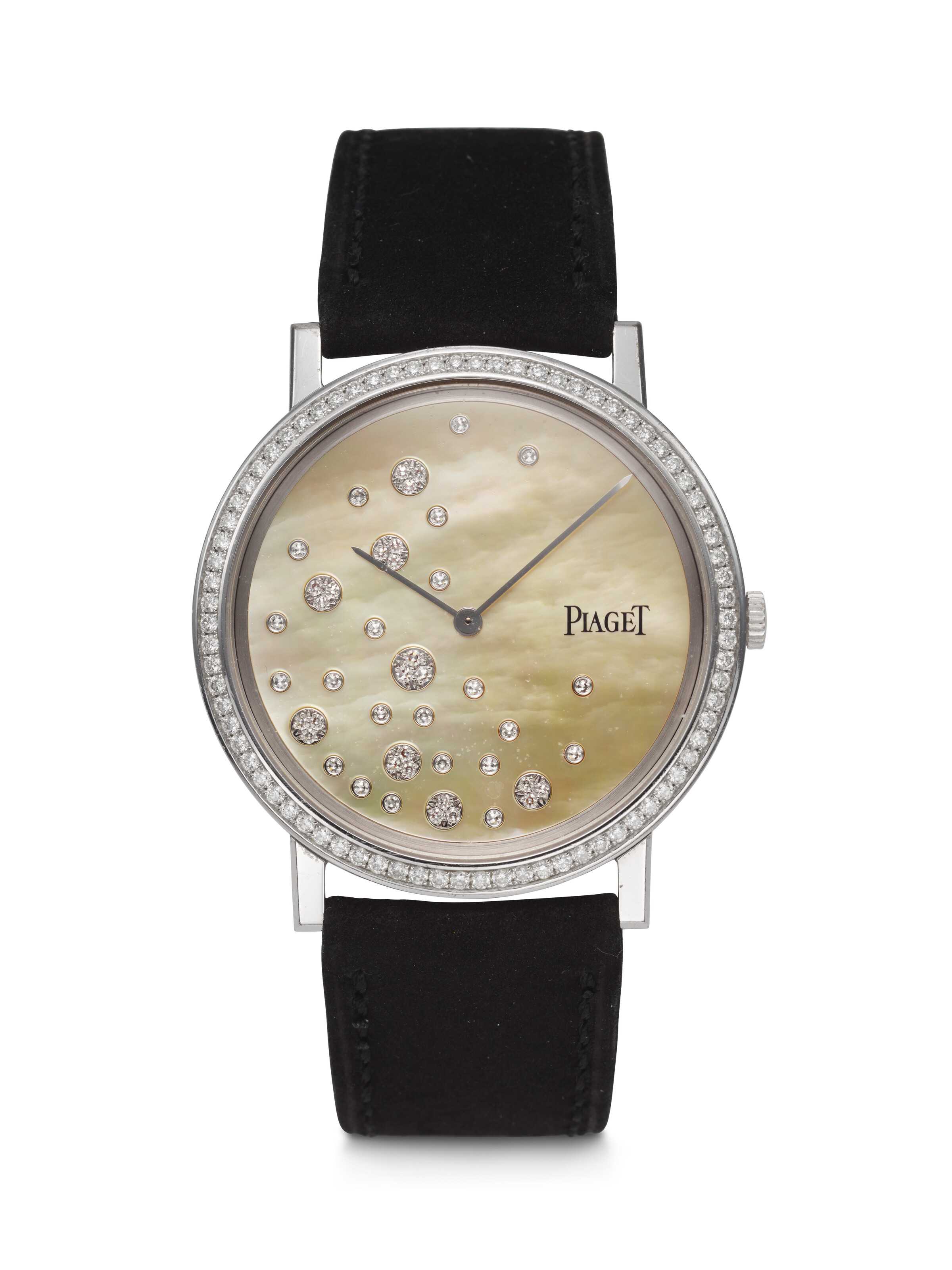 PIAGET, WHITE GOLD AND DIAMOND-SET 'ALTIPLANO' WITH MOTHER OF PEARL ...
