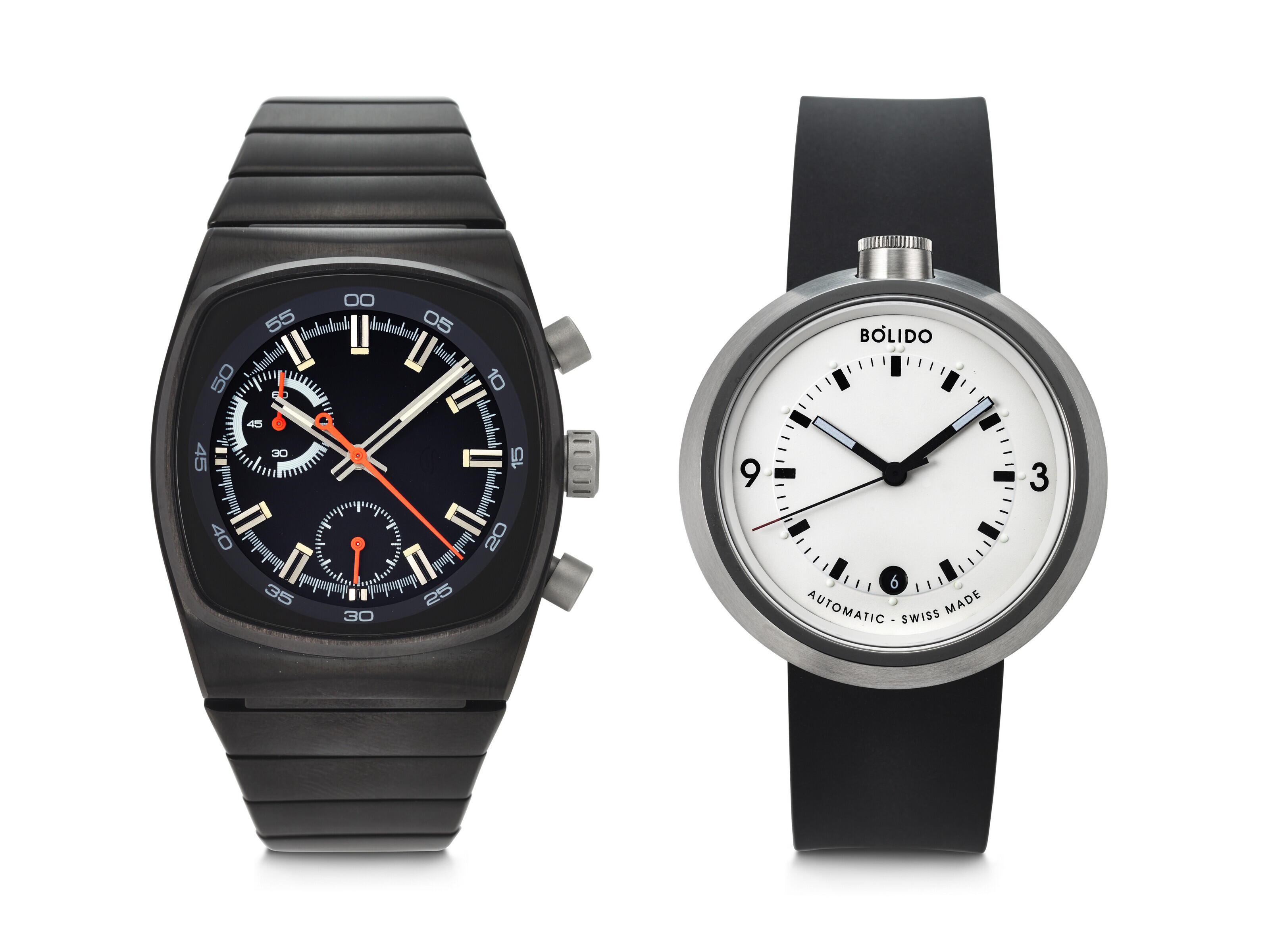 BREW AND BÓLIDO, BLACK PVD-COATED STAINLESS STEEL MECA-QUARTZ ...