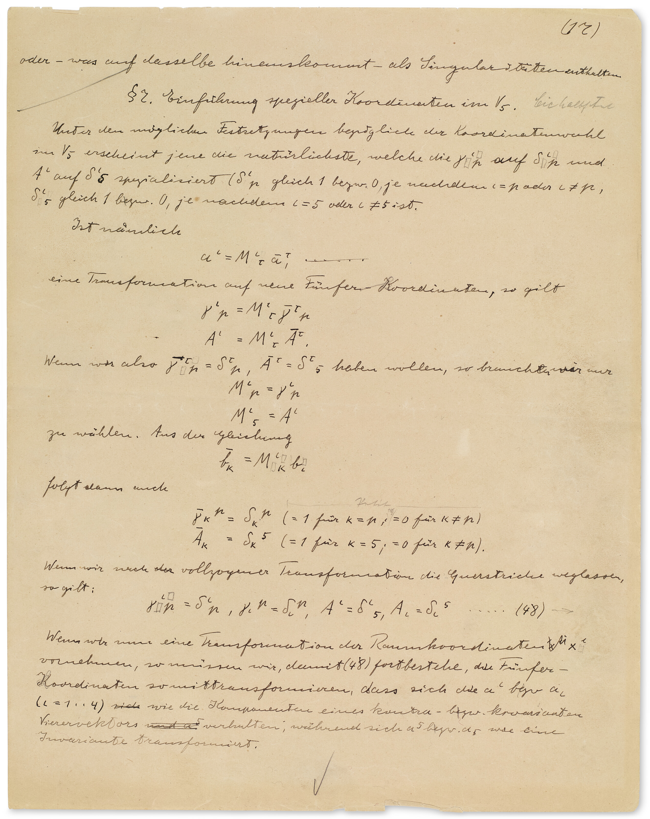 A page from his 1931 work on five dimensional space-time, Albert ...