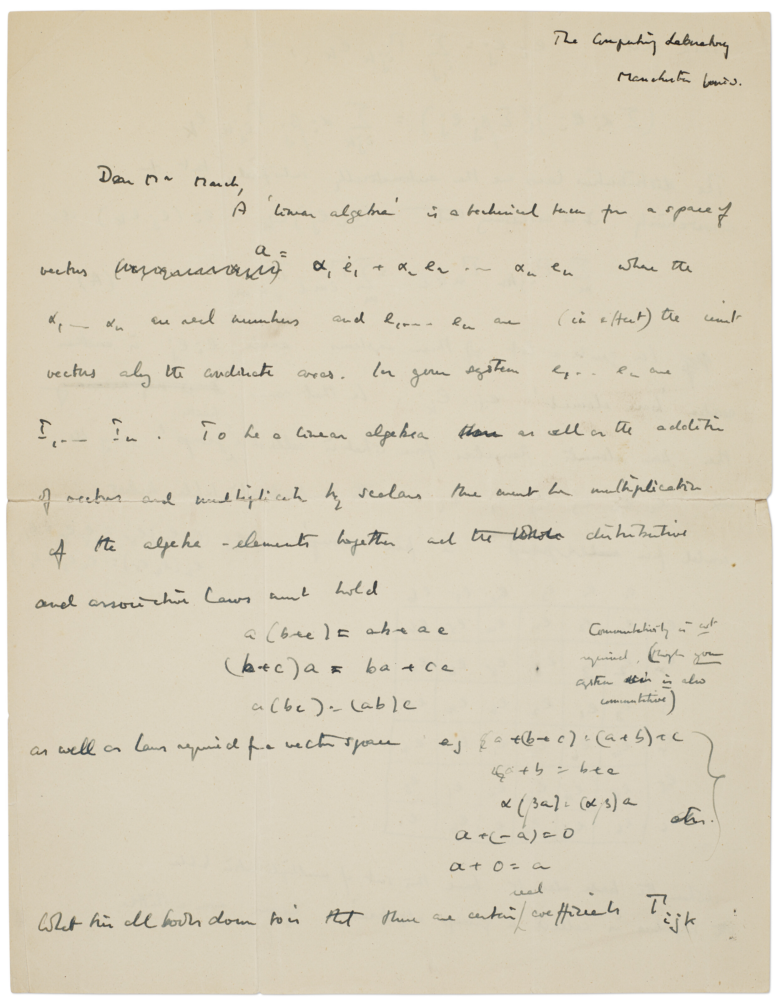 Proofing the algebraic equations of a young mathematician, Alan Turing ...