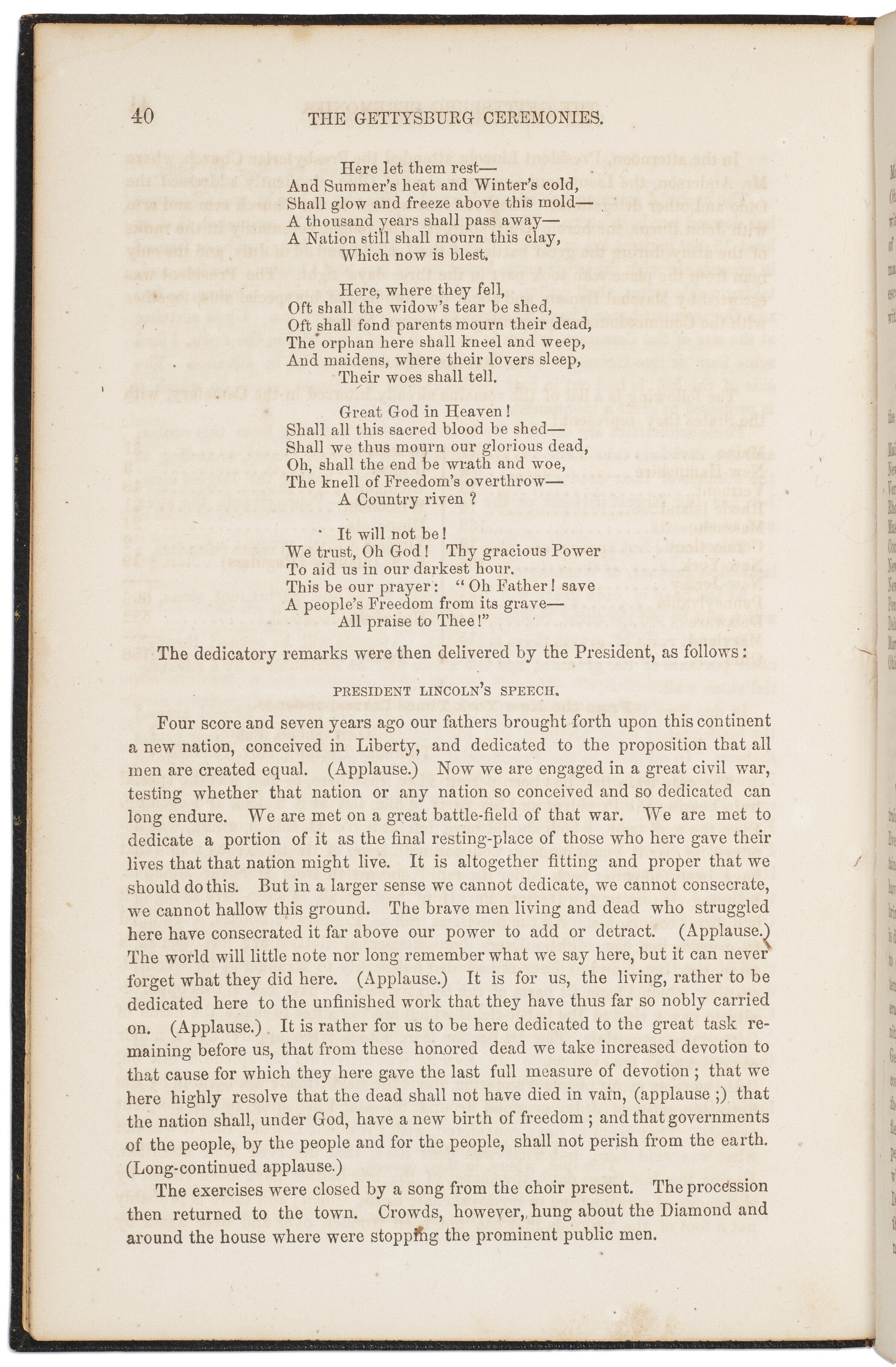 The first printing of the Gettysburg Address in book form, Abraham ...