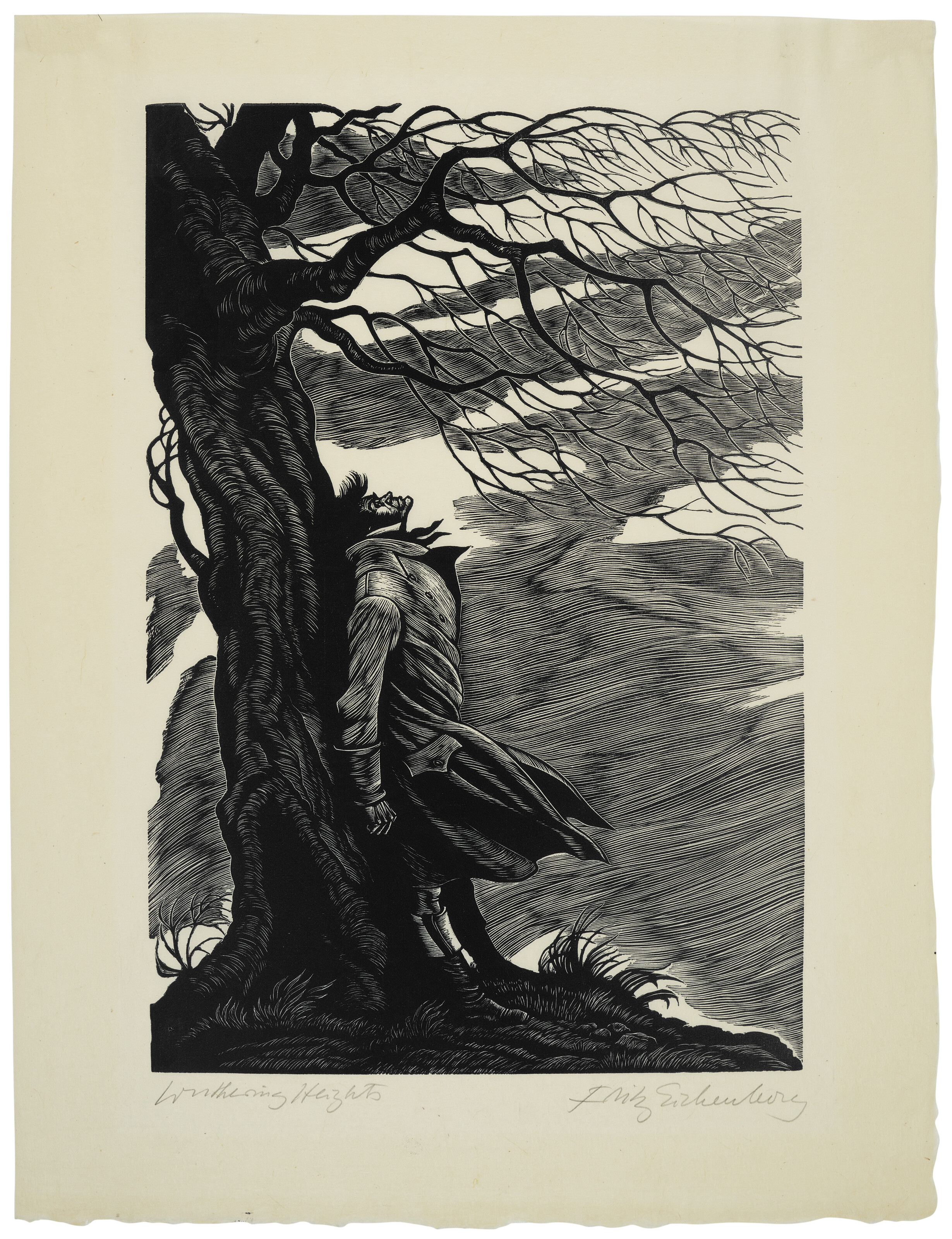FRITZ EICHENBERG (1901-1990), Heathcliff under the Tree, from Wuthering ...
