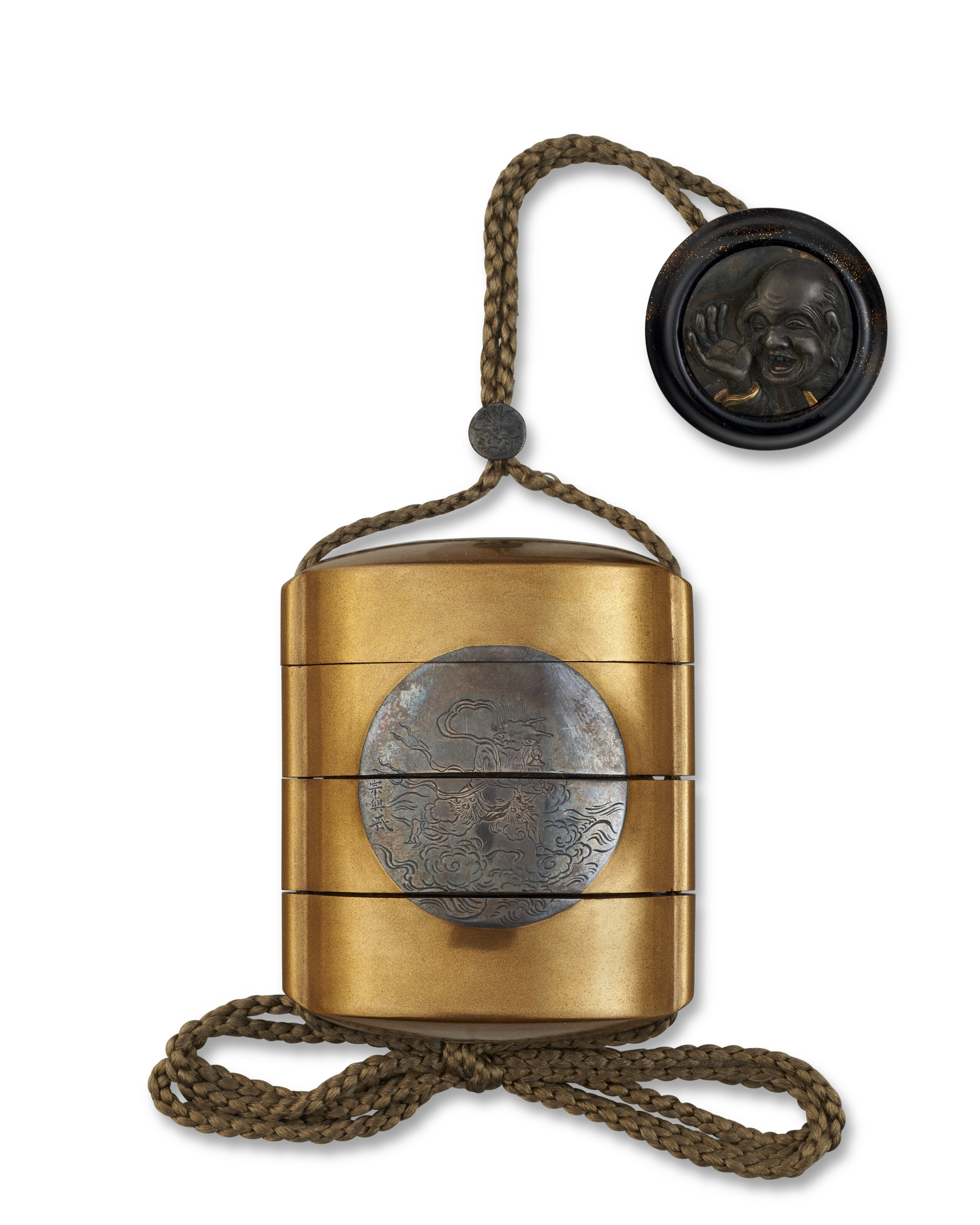 A THREE-CASE LACQUER AND METAL-INLAID INRO, JAPAN, EDO PERIOD (19TH ...