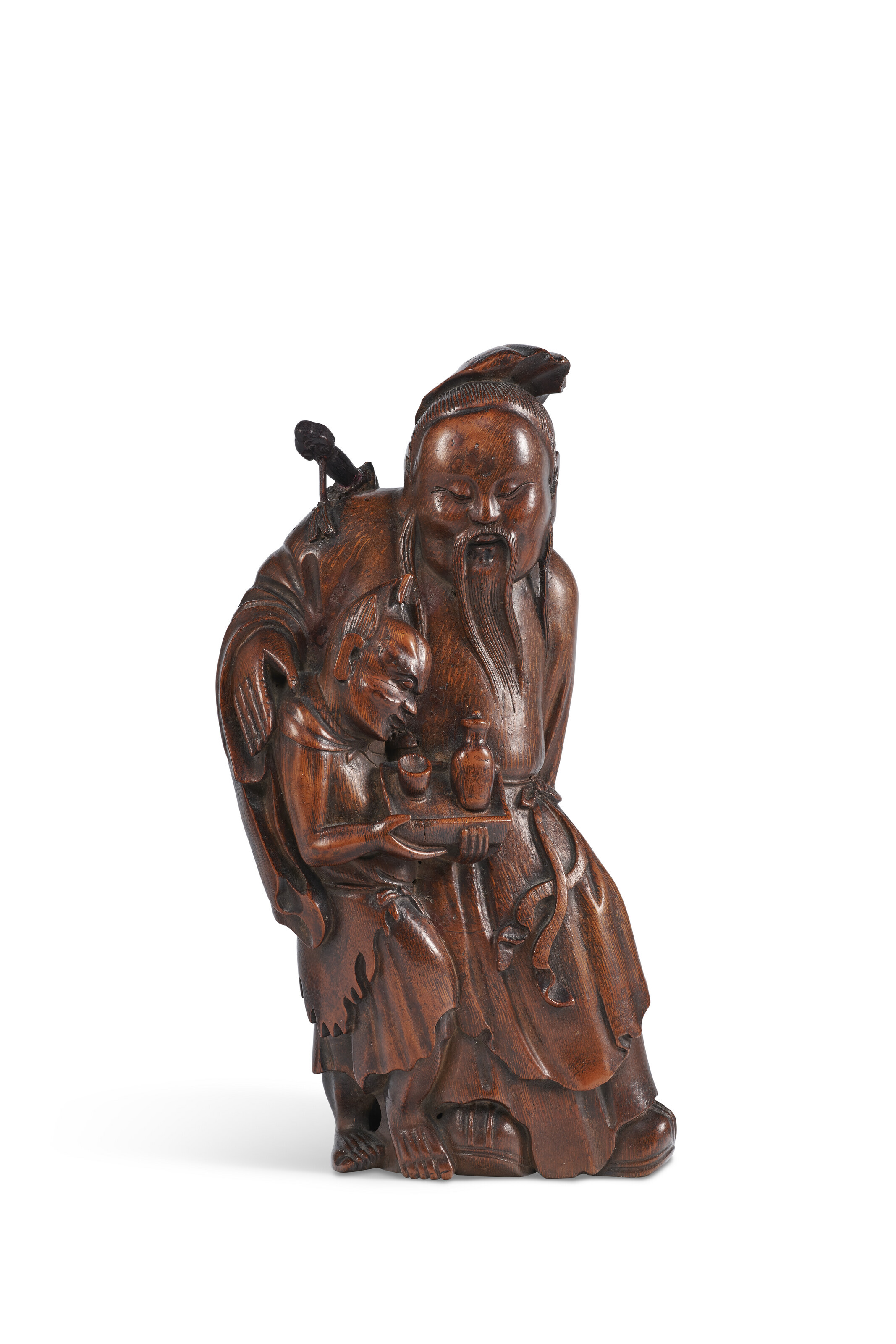 A BAMBOO CARVING OF LU DONGBIN AND A DEMON, CHINA, 18TH-19TH CENTURY ...