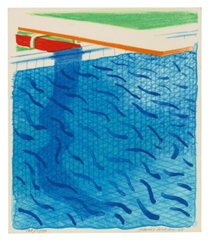DAVID HOCKNEY (B. 1937), Pool Made with Paper and Blue Ink for Book ...