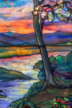 TIFFANY STUDIOS, Landscape Window with Dogwood Tree and Birds, circa ...