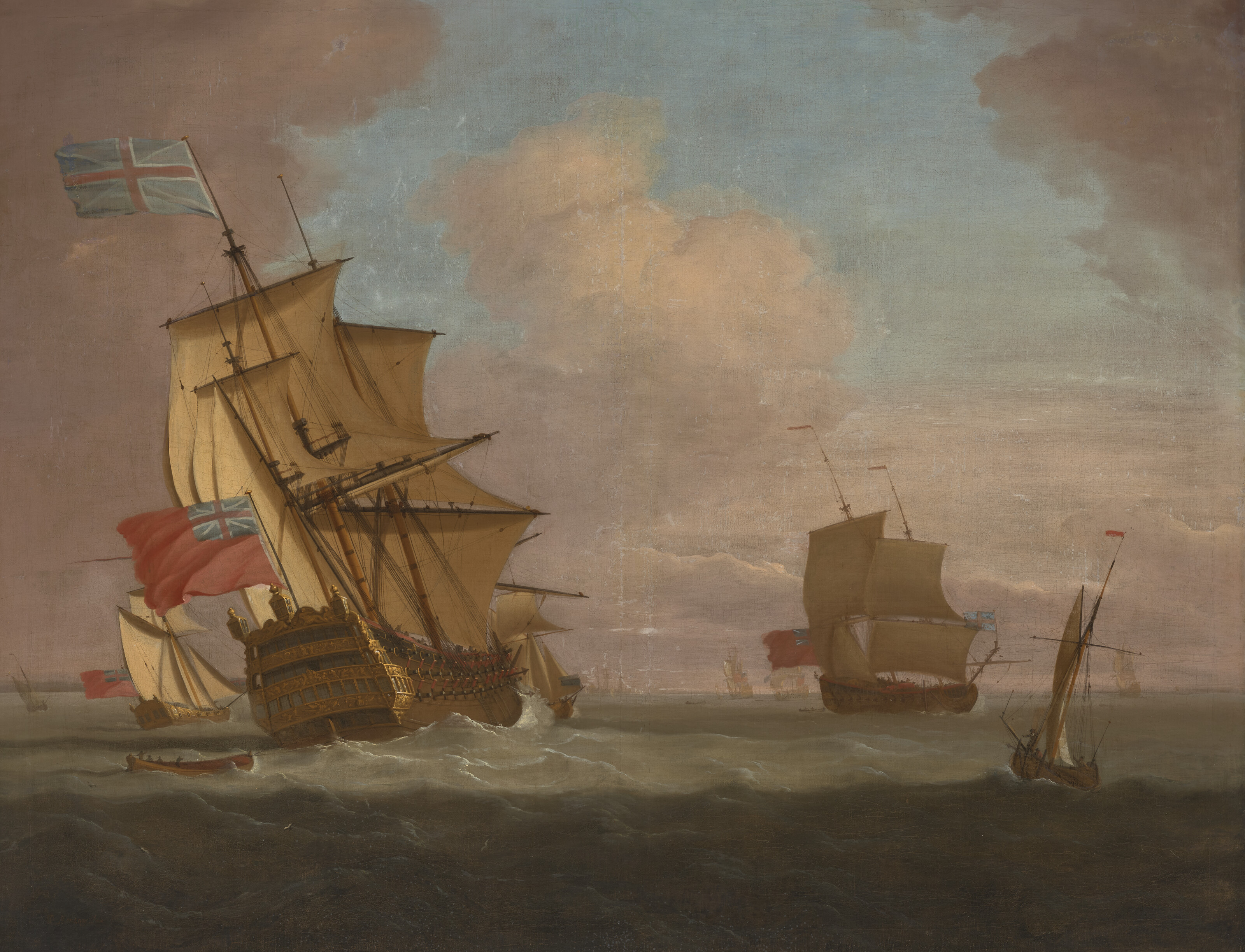 PETER MONAMY (LONDON 1681-1749), A British man-of-war and other vessels ...