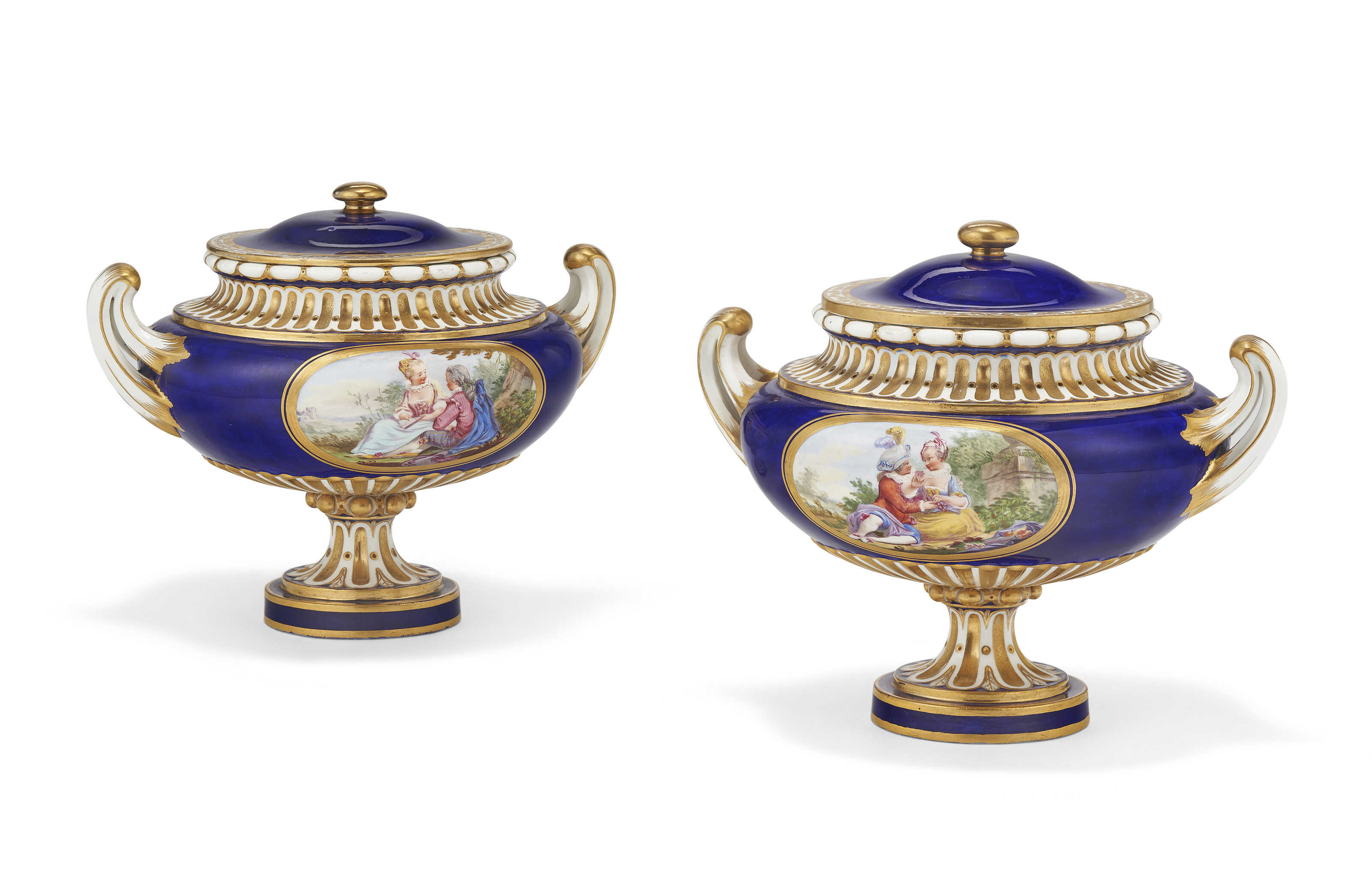 A PAIR OF SEVRES PORCELAIN 'BLEU NOUVEAU' VASES AND COVERS (VASE ...