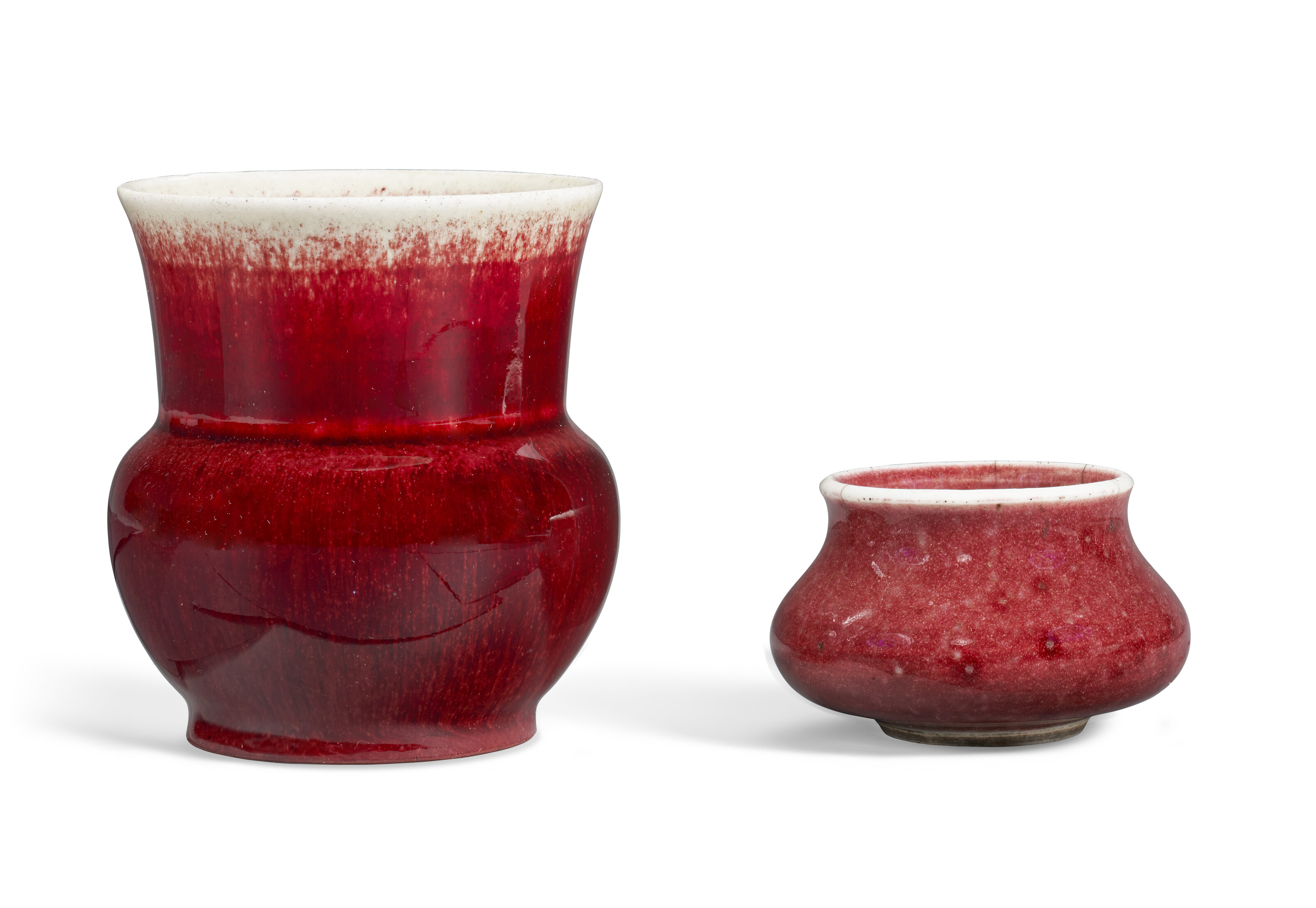 A COPPER-RED-GLAZED ZHADOU AND A SMALL COPPER-RED-GLAZED WATER POT ...