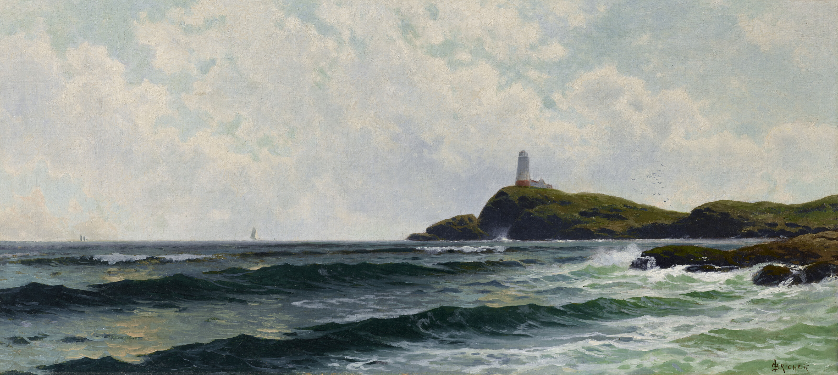 ALFRED THOMPSON BRICHER (1837-1908), Lighthouse by the Sea | Christie’s