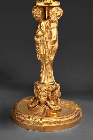 A PAIR OF LATE LOUIS XV ORMOLU THREE-BRANCH CANDELABRA, POSSIBLY BY ...