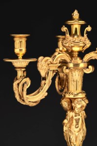 A PAIR OF LATE LOUIS XV ORMOLU THREE-BRANCH CANDELABRA, POSSIBLY BY ...