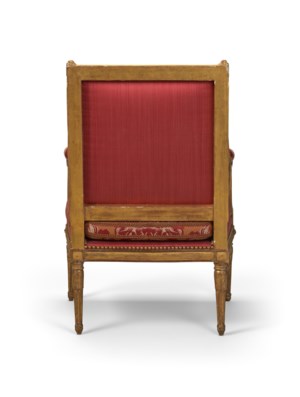 A LOUIS XVI GILTWOOD FAUTEUIL, BY PHILIPPE-JOSEPH PLUVINET, CIRCA 1775 ...