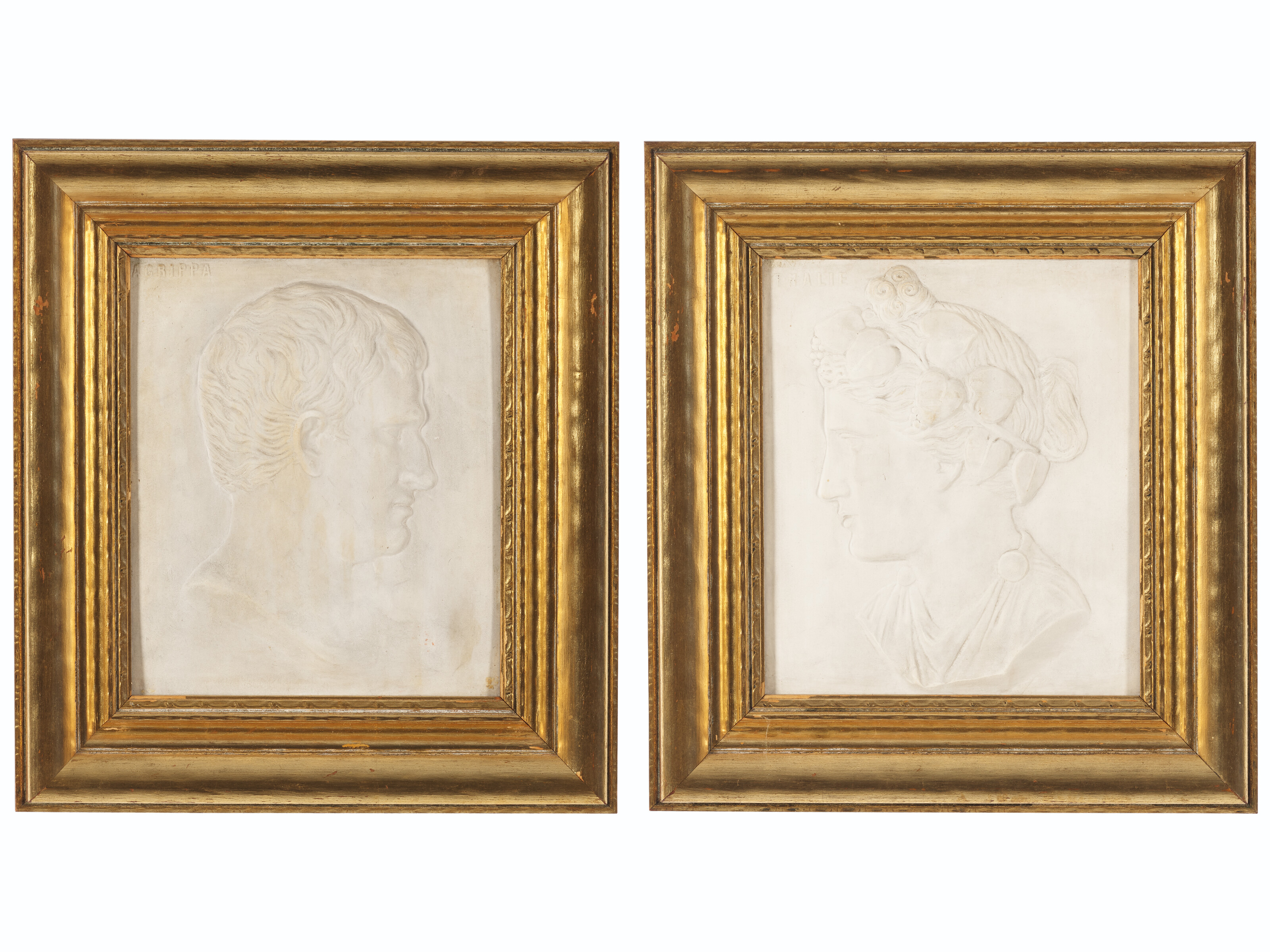 ATTRIBUTED TO W. PURCHASE, 19TH CENTURY, TWO ROMAN PLASTER RELIEF ...