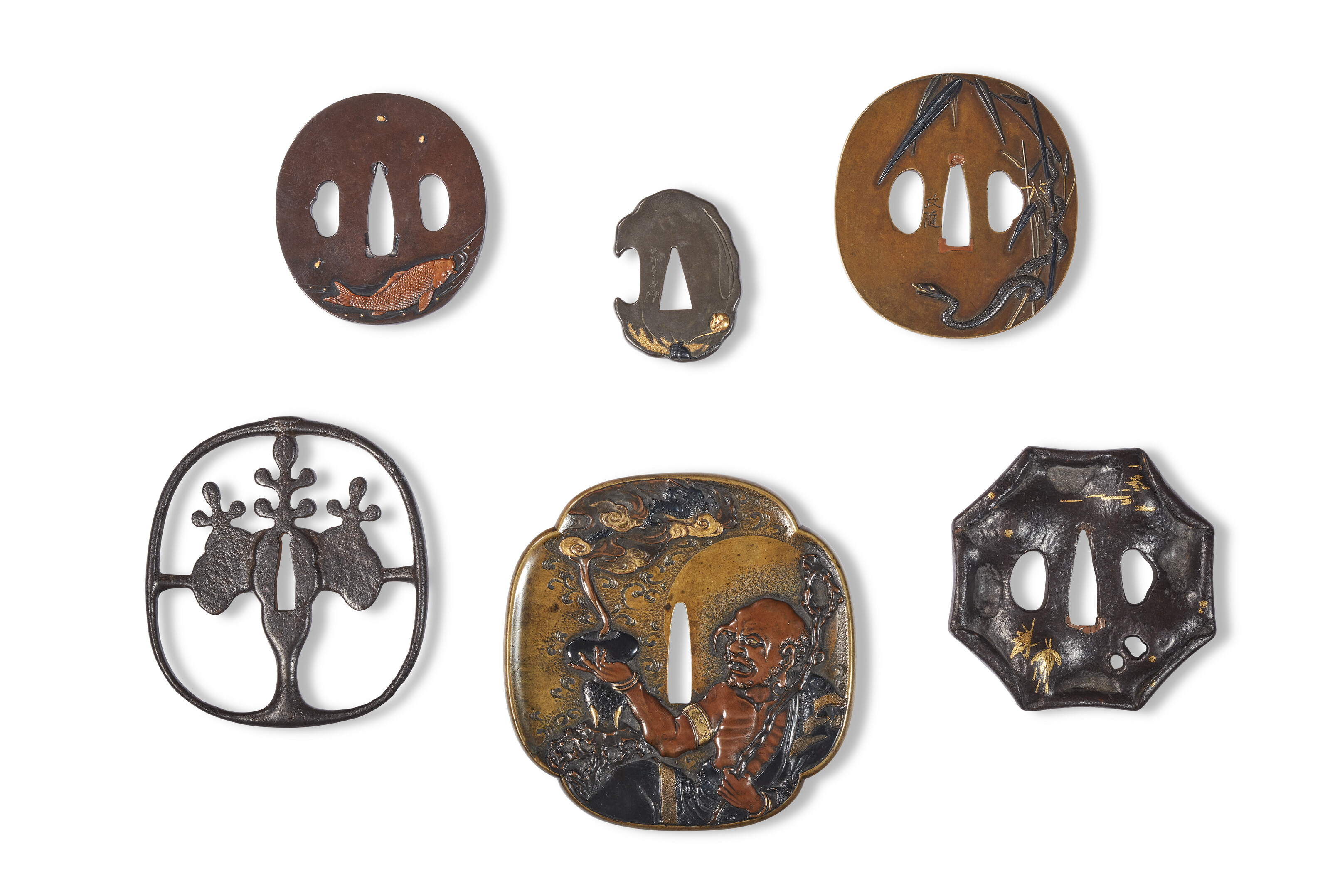 A GROUP OF SIX TSUBA, JAPAN, EDO-MEIJI PERIOD, 18TH-19TH CENTURY ...
